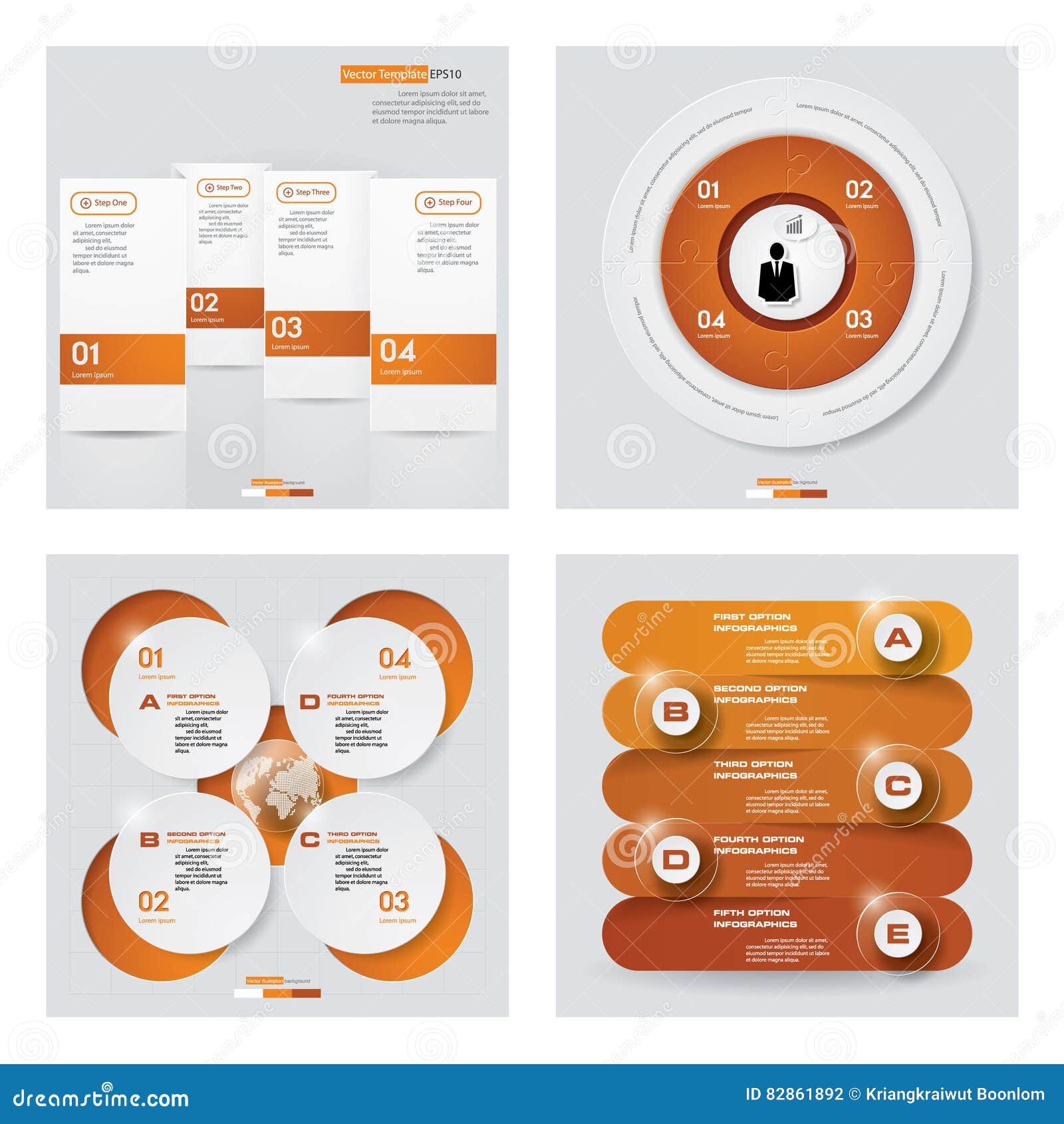 Collection of 4 Orange Color Template/graphic or Website Layout. Vector ...