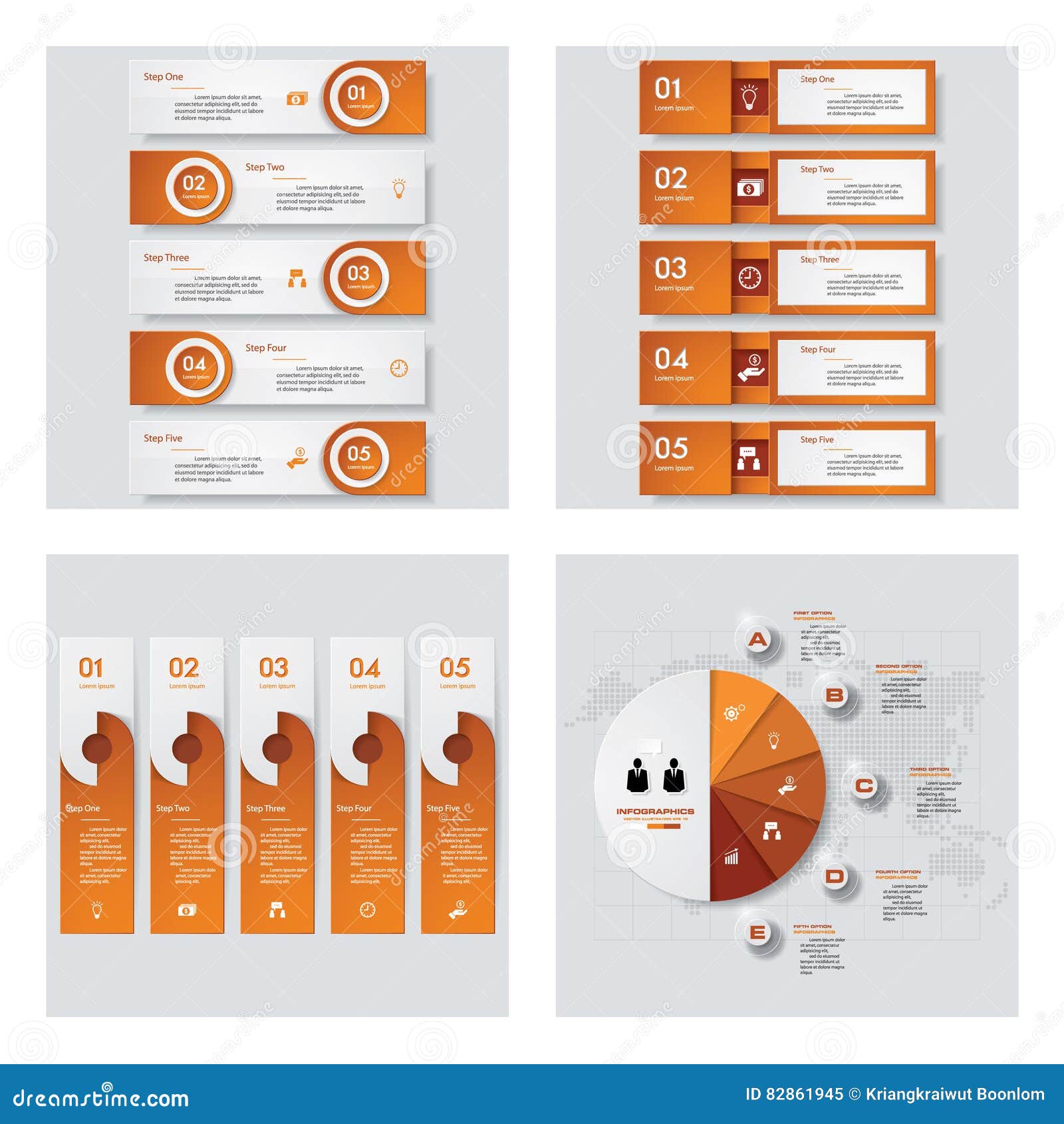 Collection of 4 Orange Color Template/graphic or Website Layout. Vector ...