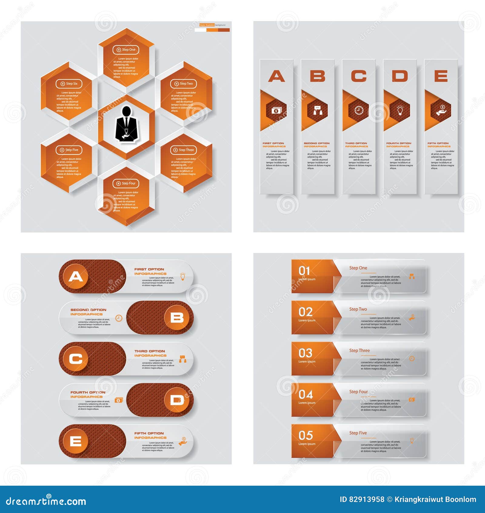 Collection of 4 Orange Color Template/graphic or Website Layout. Vector ...