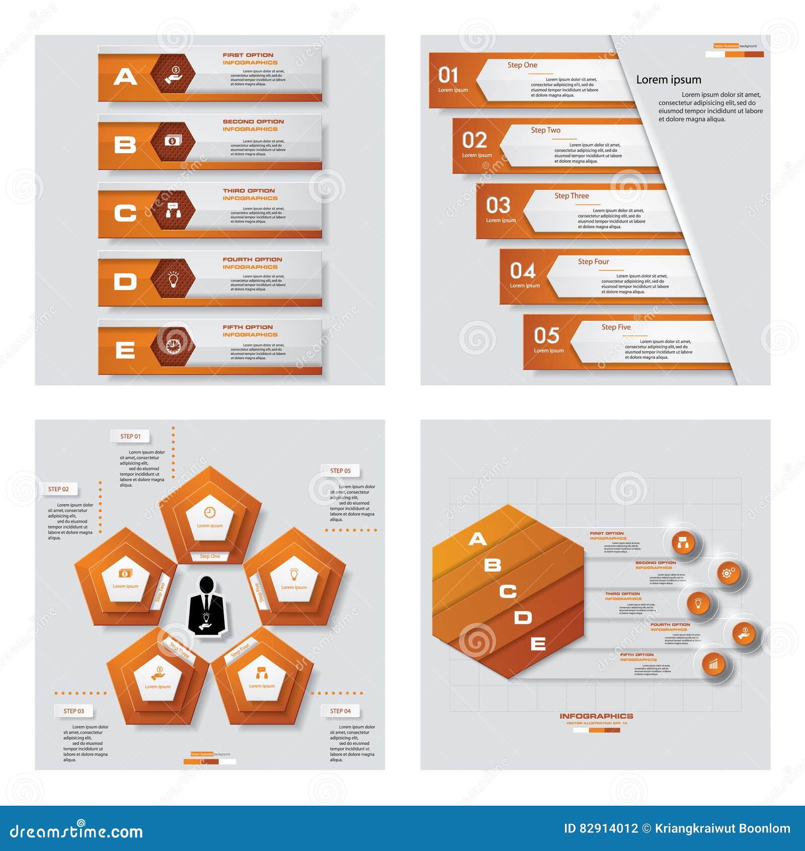 Collection of 4 Orange Color Template/graphic or Website Layout. Vector ...