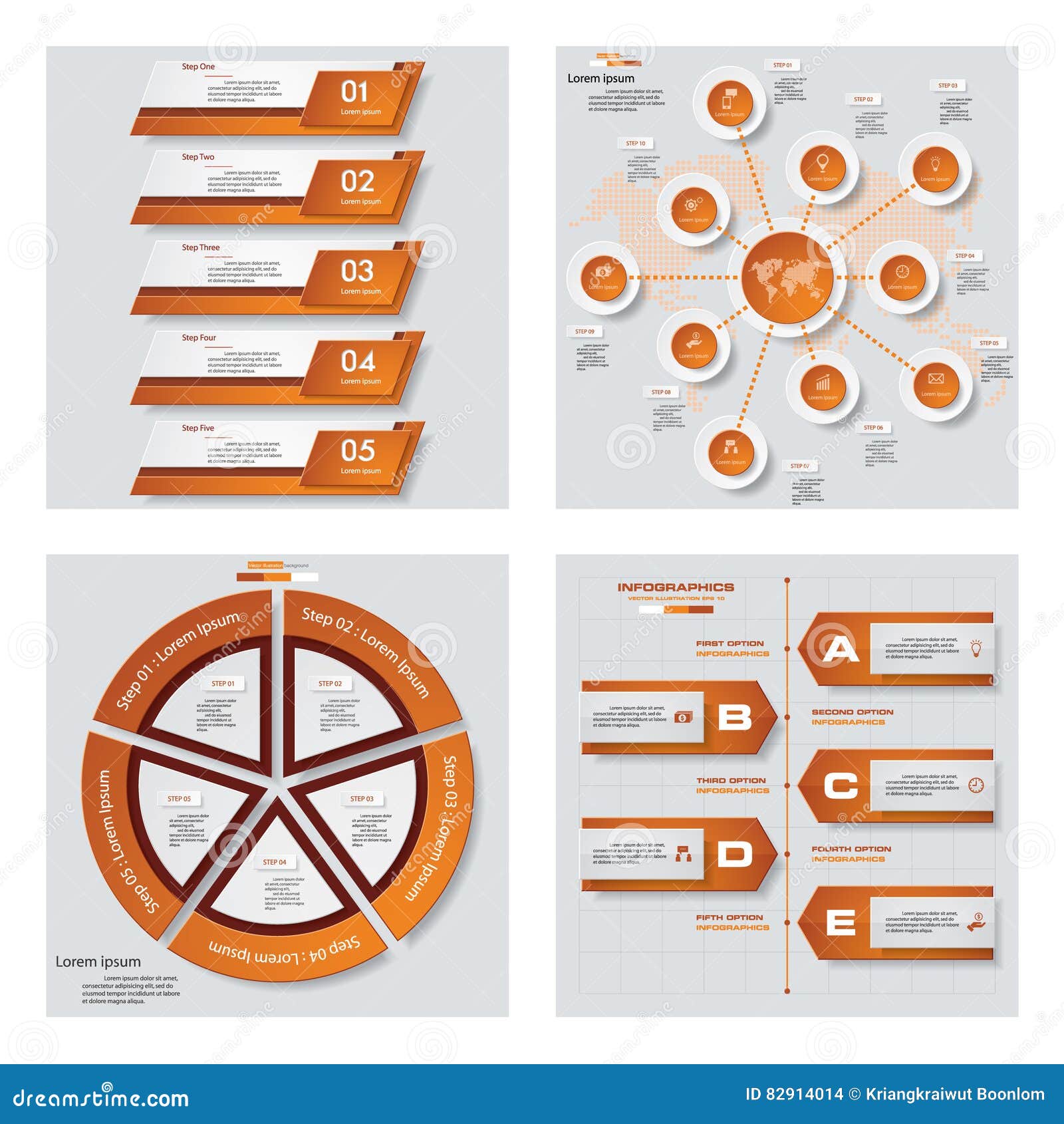 Collection of 4 Orange Color Template/graphic or Website Layout. Vector ...