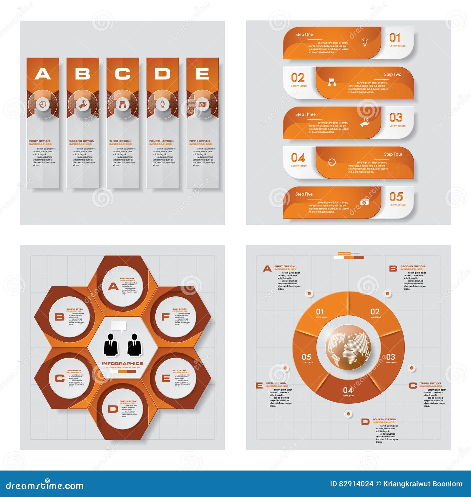 Collection of 4 Orange Color Template/graphic or Website Layout. Vector ...