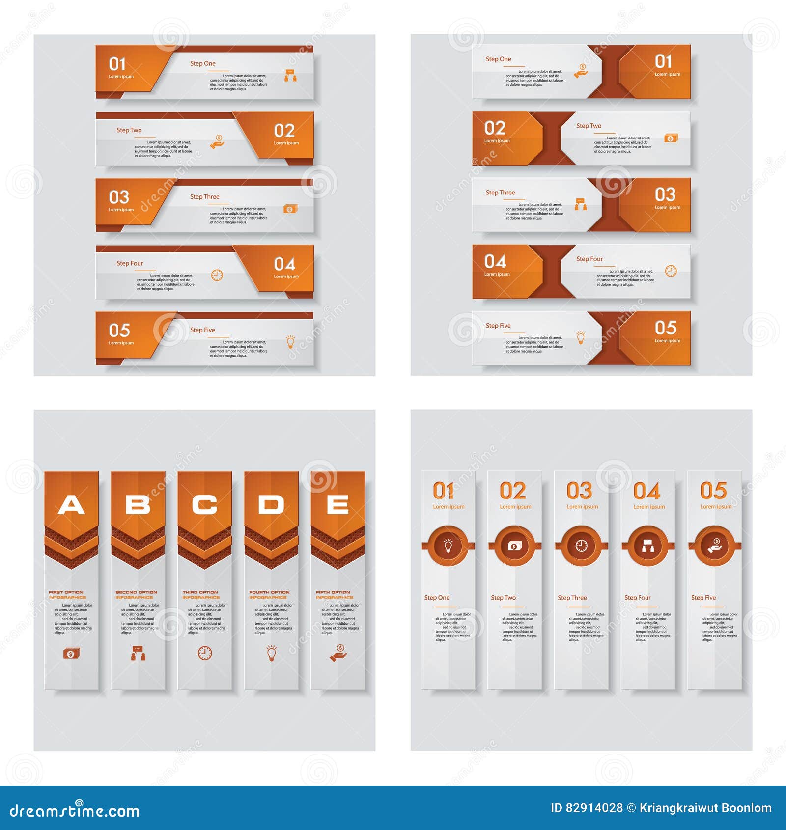 Collection of 4 Orange Color Template/graphic or Website Layout. Vector ...