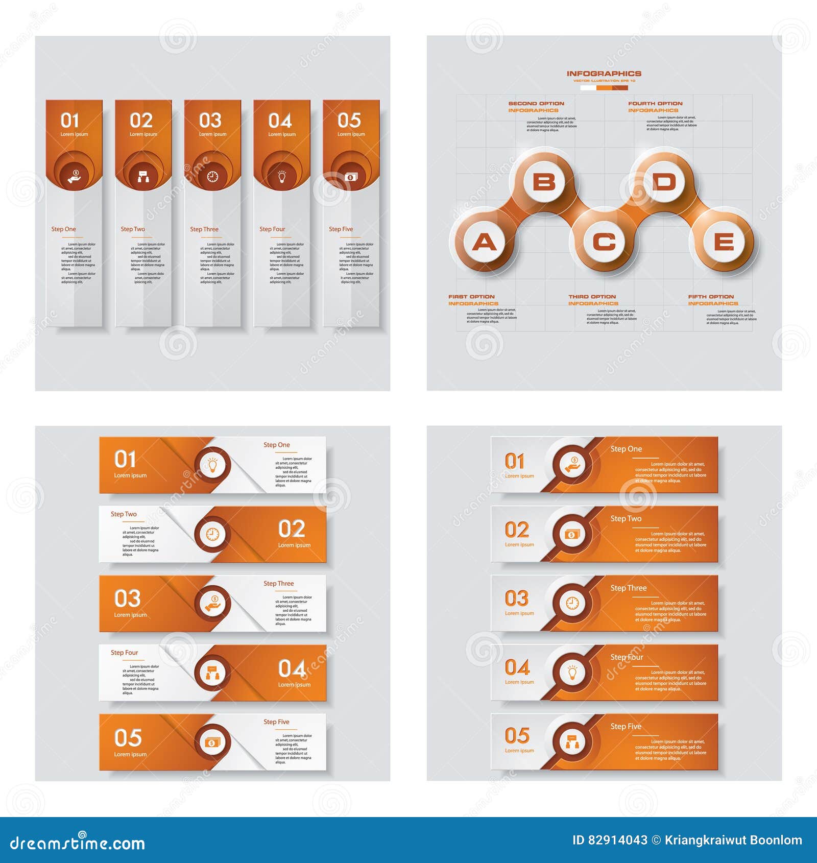 Collection of 4 Orange Color Template/graphic or Website Layout. Vector ...