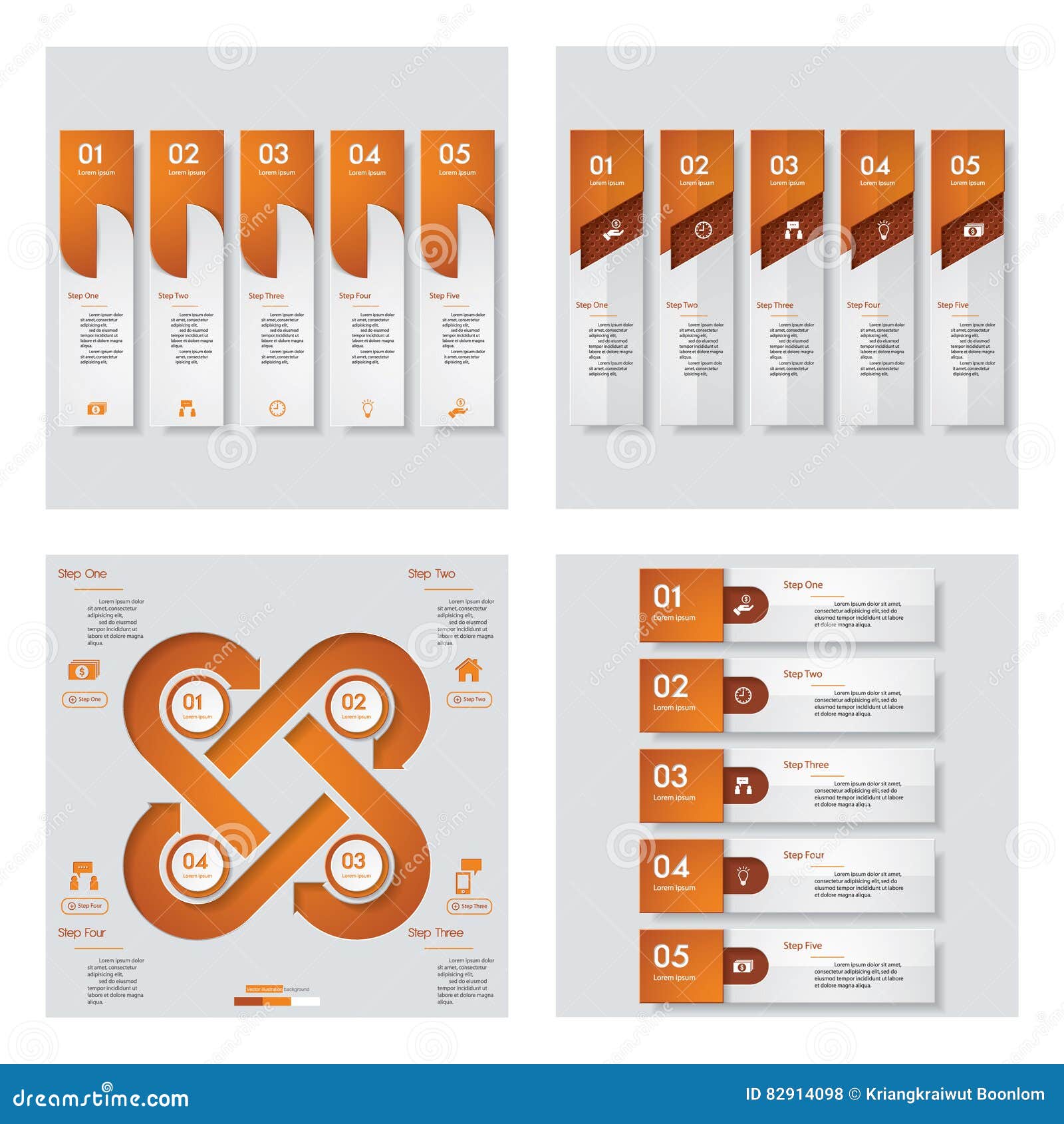 Collection of 4 Orange Color Template/graphic or Website Layout. Vector ...