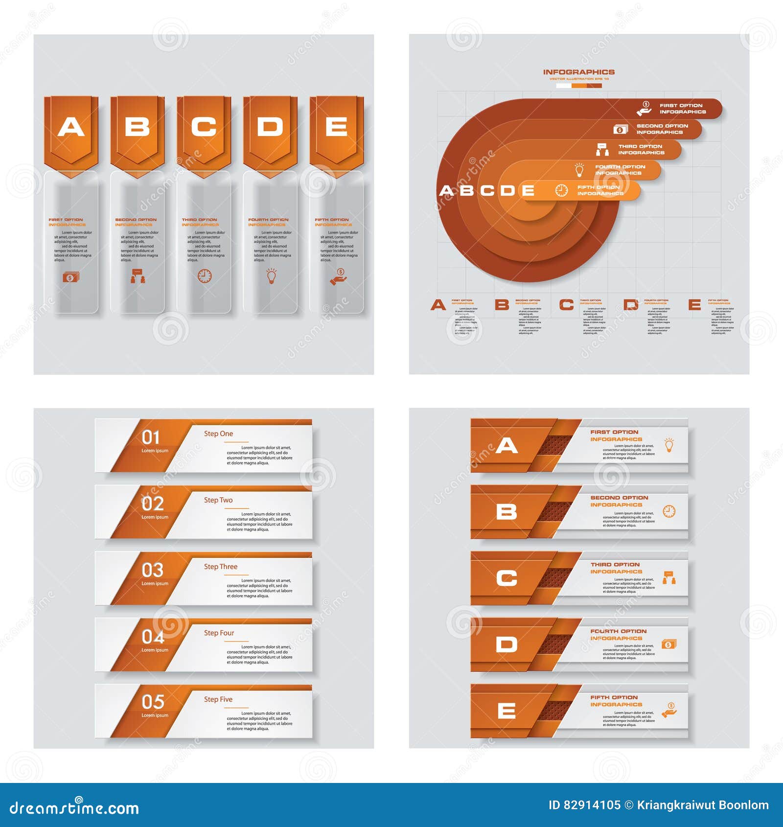 Collection of 4 Orange Color Template/graphic or Website Layout. Vector ...
