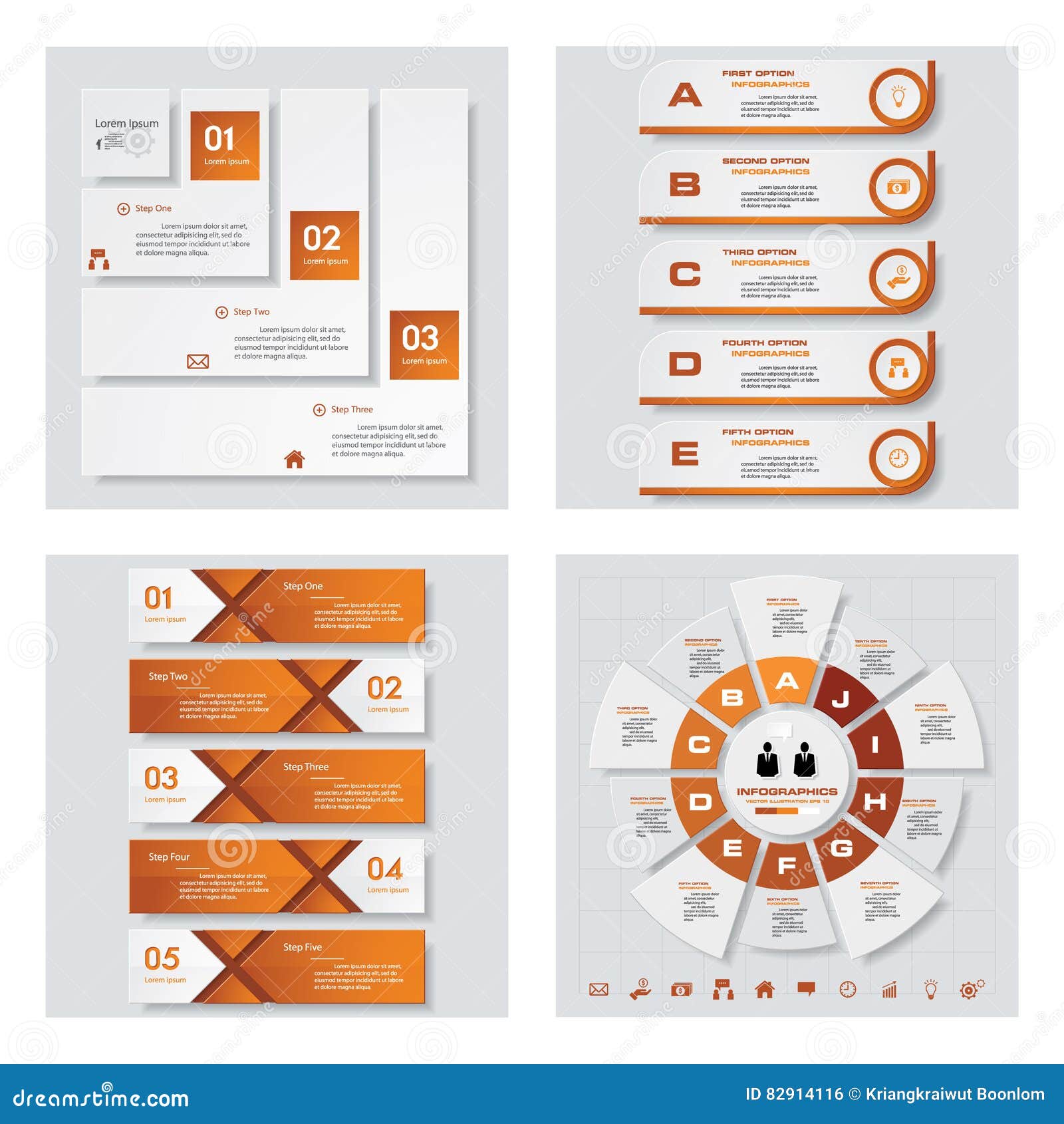 Collection of 4 Orange Color Template/graphic or Website Layout. Vector ...