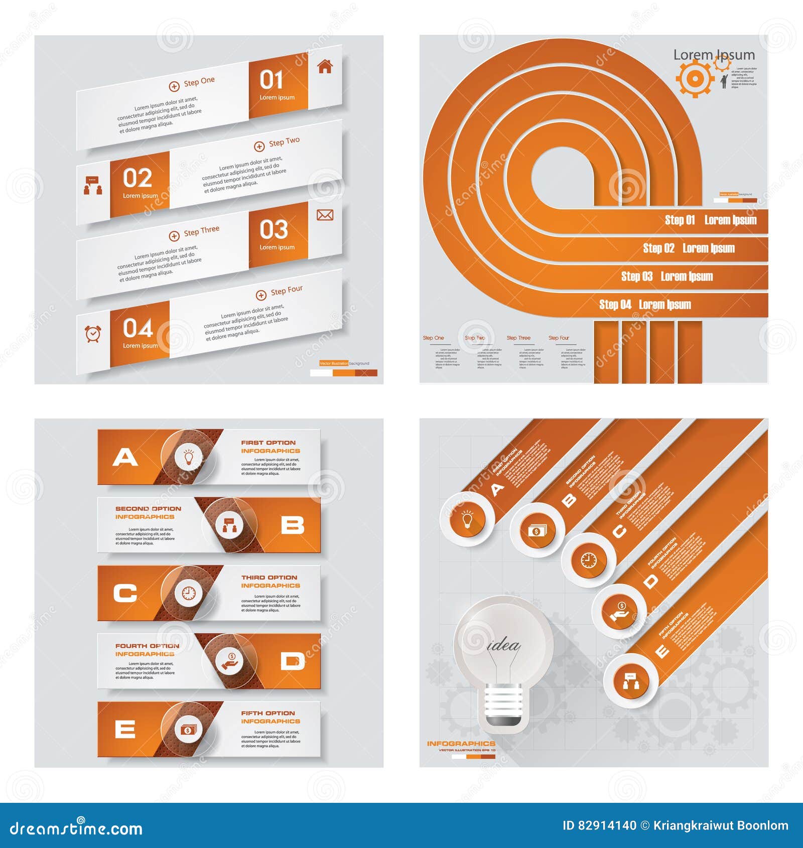 Collection of 4 Orange Color Template/graphic or Website Layout. Vector ...