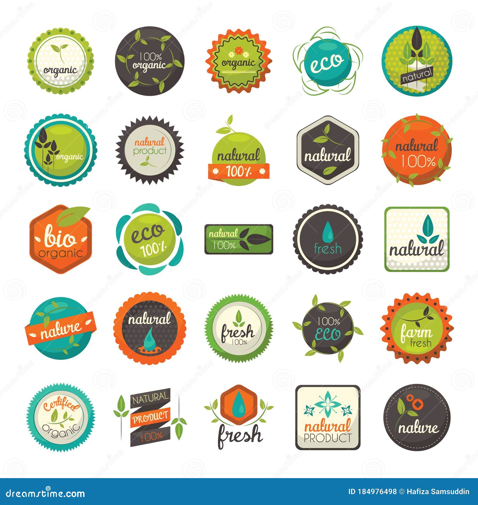 Collection of Organic Food Labels. Stock Illustration - Illustration of ...