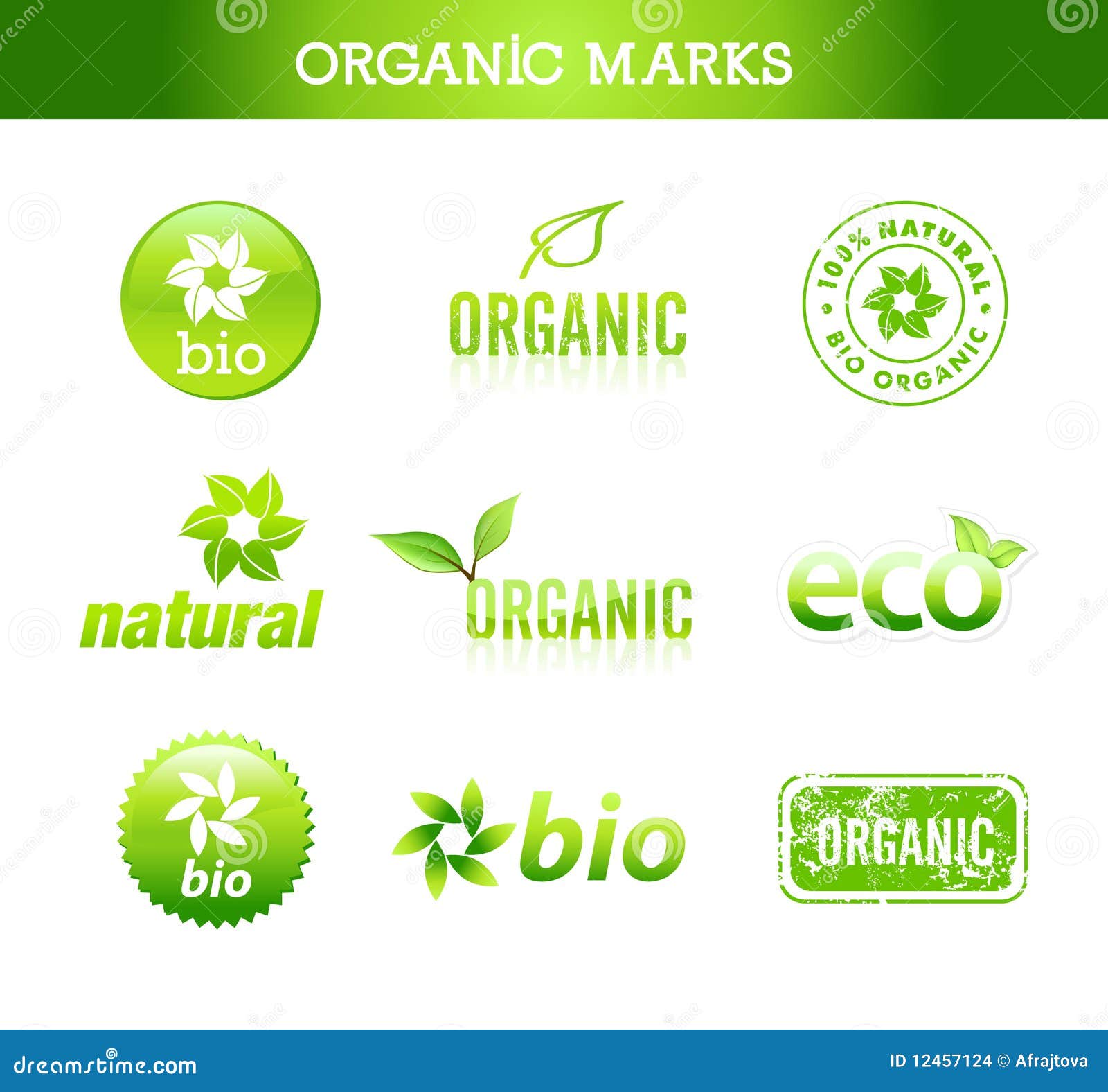Collection of Organic Marks Stock Vector - Illustration of leaf, grow ...