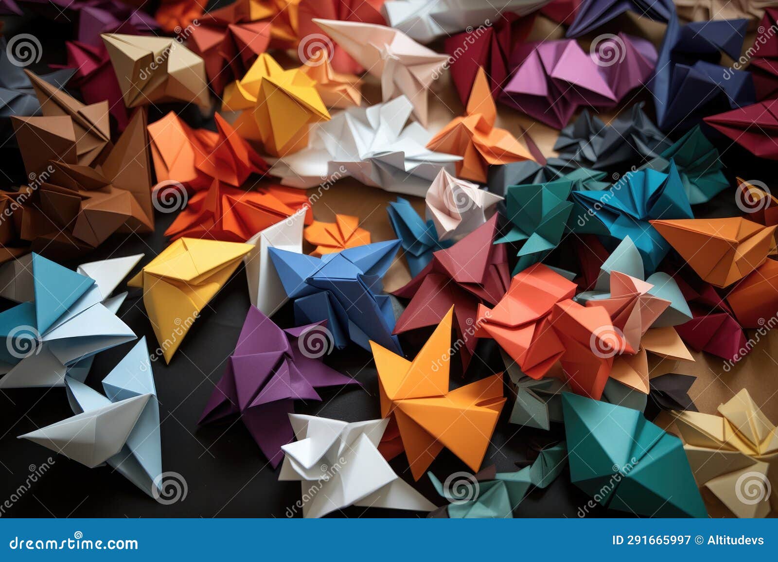 Collection of Origami Paper and Finished Shapes Stock Image - Image of ...
