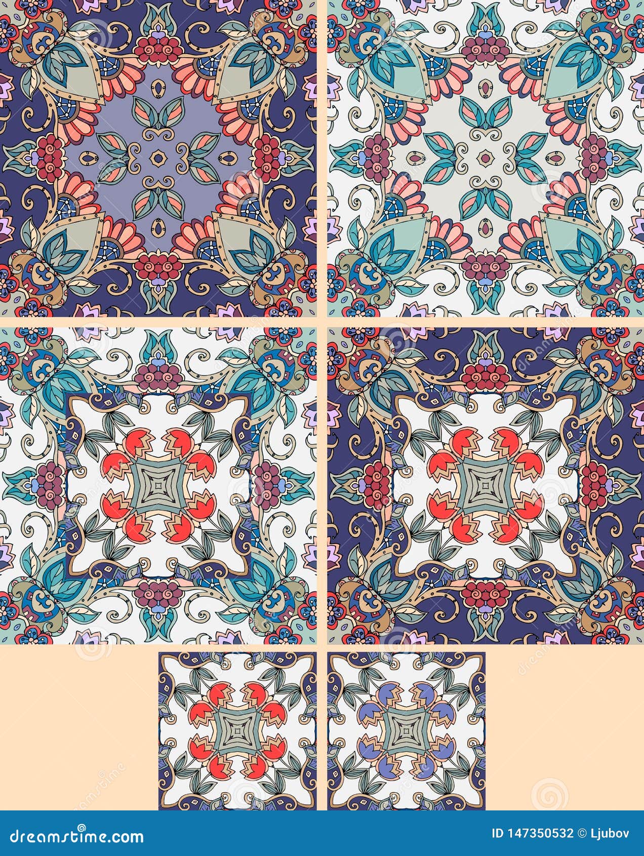 Collection of Ornamental Ceramic Tiles. Moroccan Motif Stock Vector ...