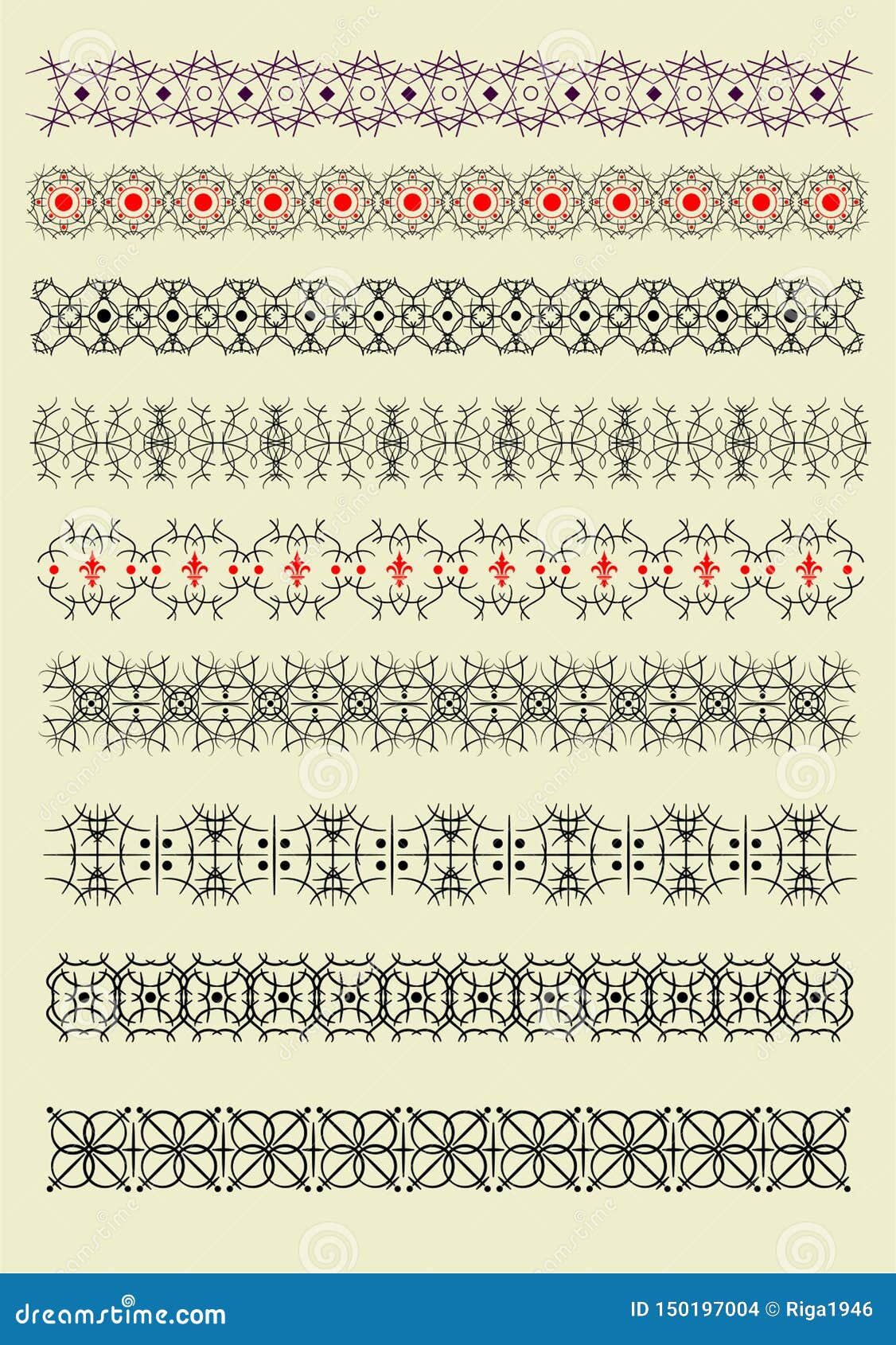 Collection of Ornamental Rule Lines in Different Design Styles Stock ...