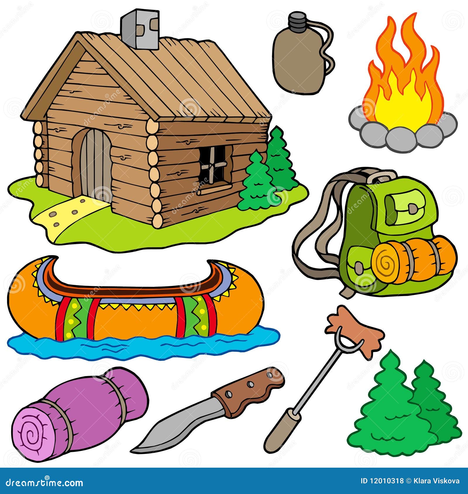 Collection of Outdoor Objects Stock Vector - Illustration of kitbag ...