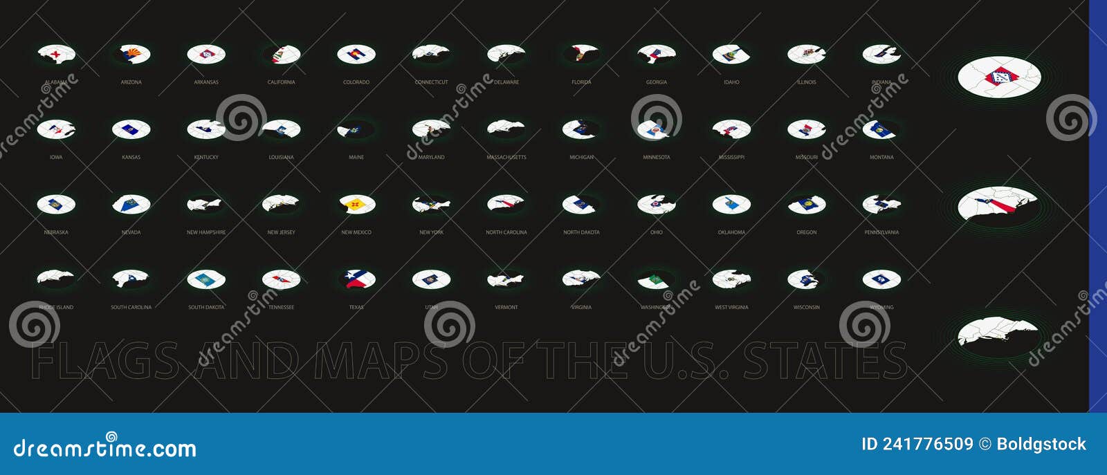 Collection of Oval Maps and Flags of the U.S Stock Vector ...