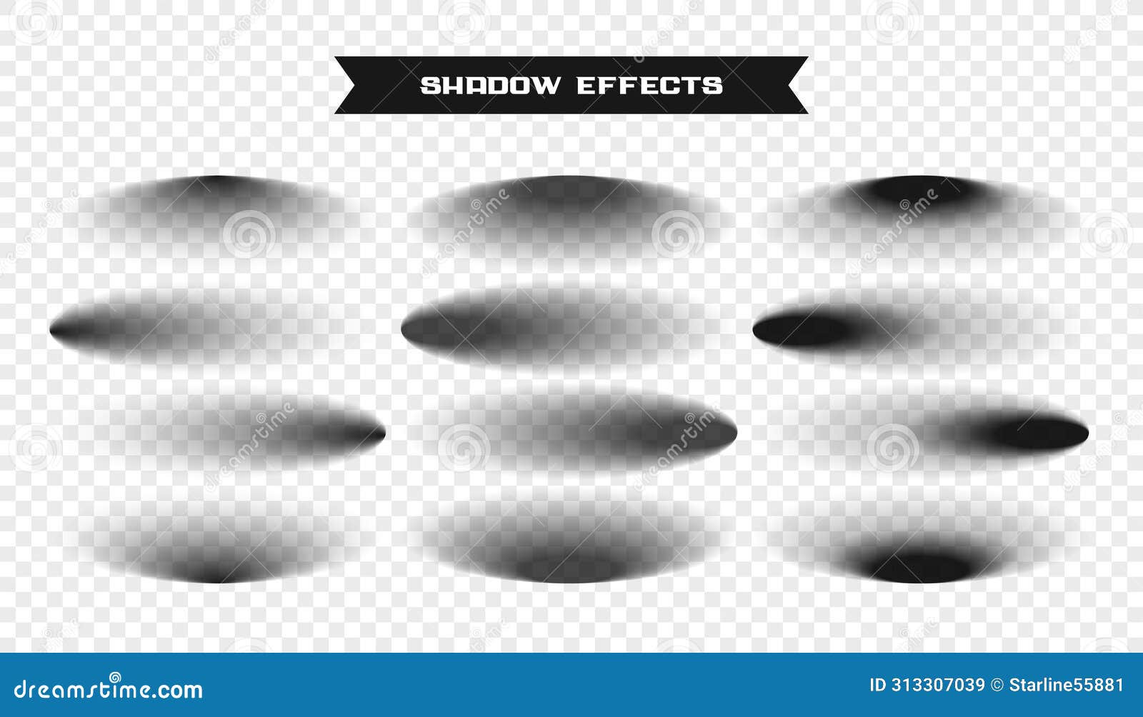Collection of Oval Shape Realistic Shadow Effect Design Stock Vector ...