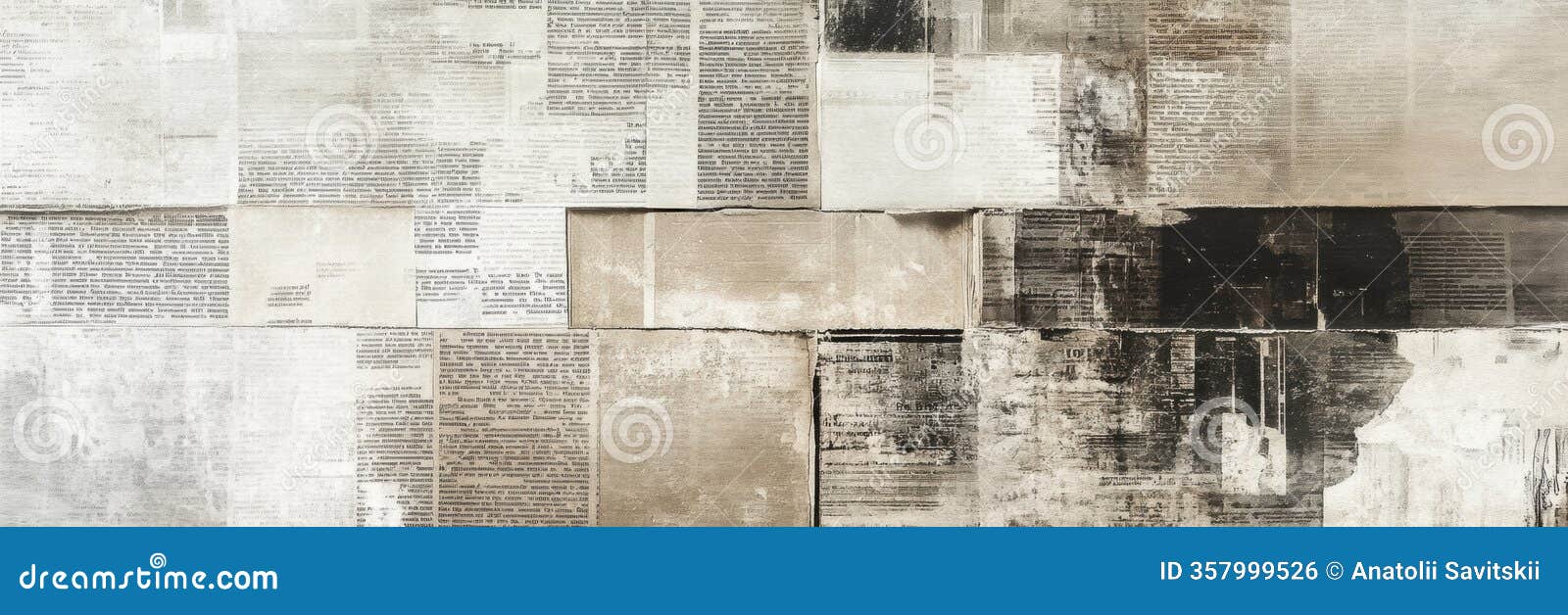 Overlapping Vintage Newspaper Clippings Create a Textured Collage ...