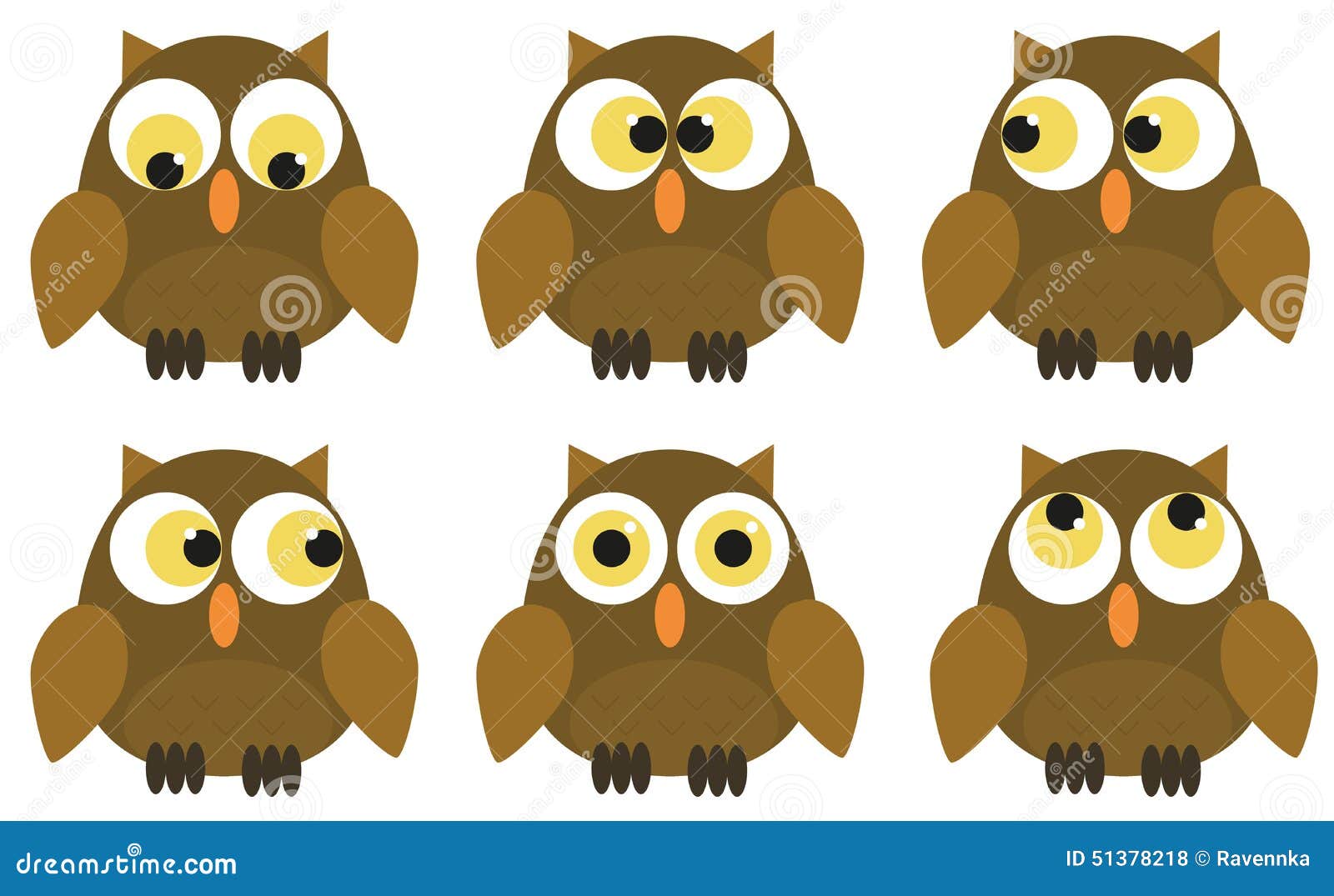 Collection of 6 Owl Characters Stock Vector - Illustration of character ...