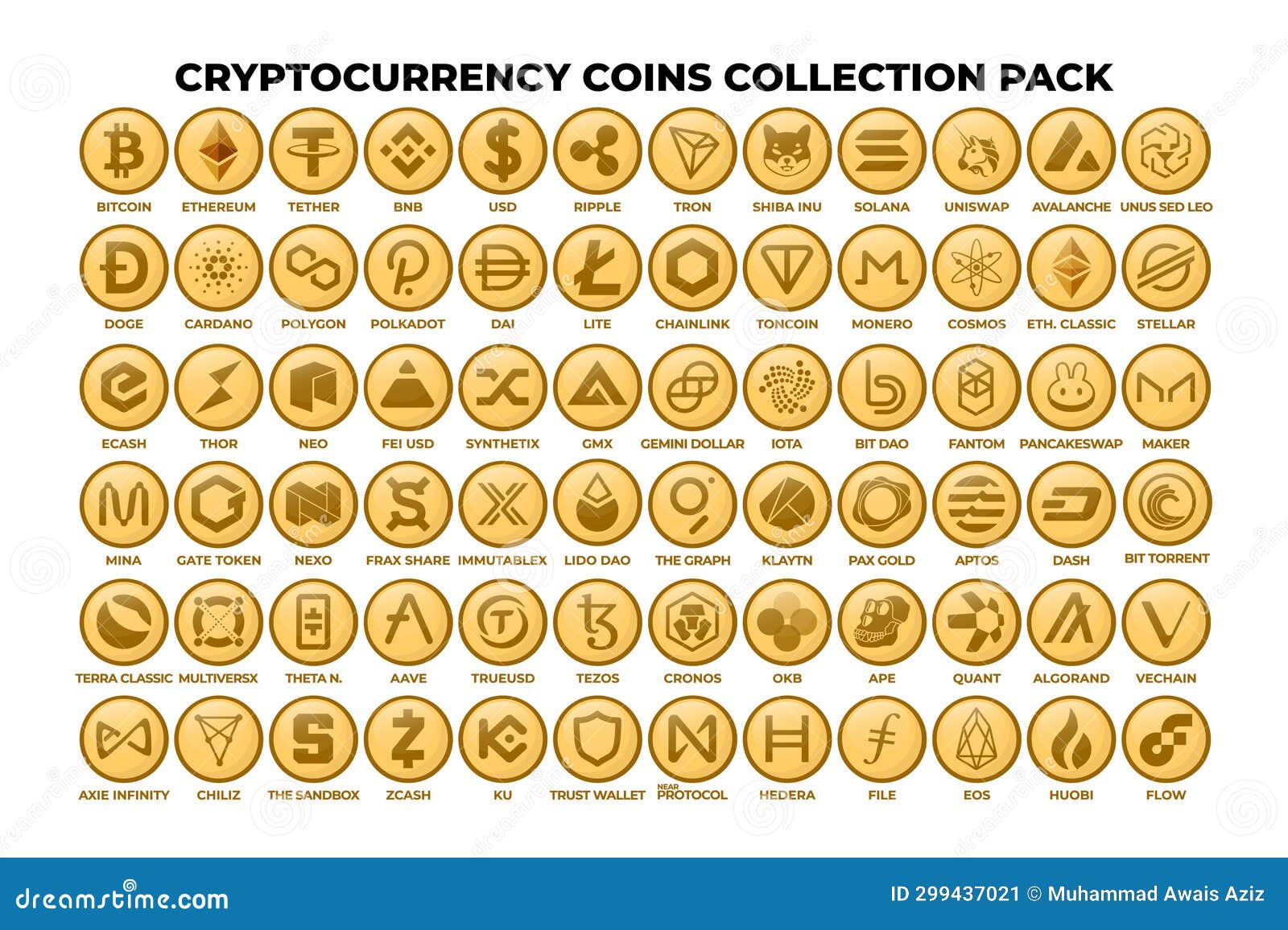 Collection Pack of Cryptocurrency Coins Vector Design Template Stock ...