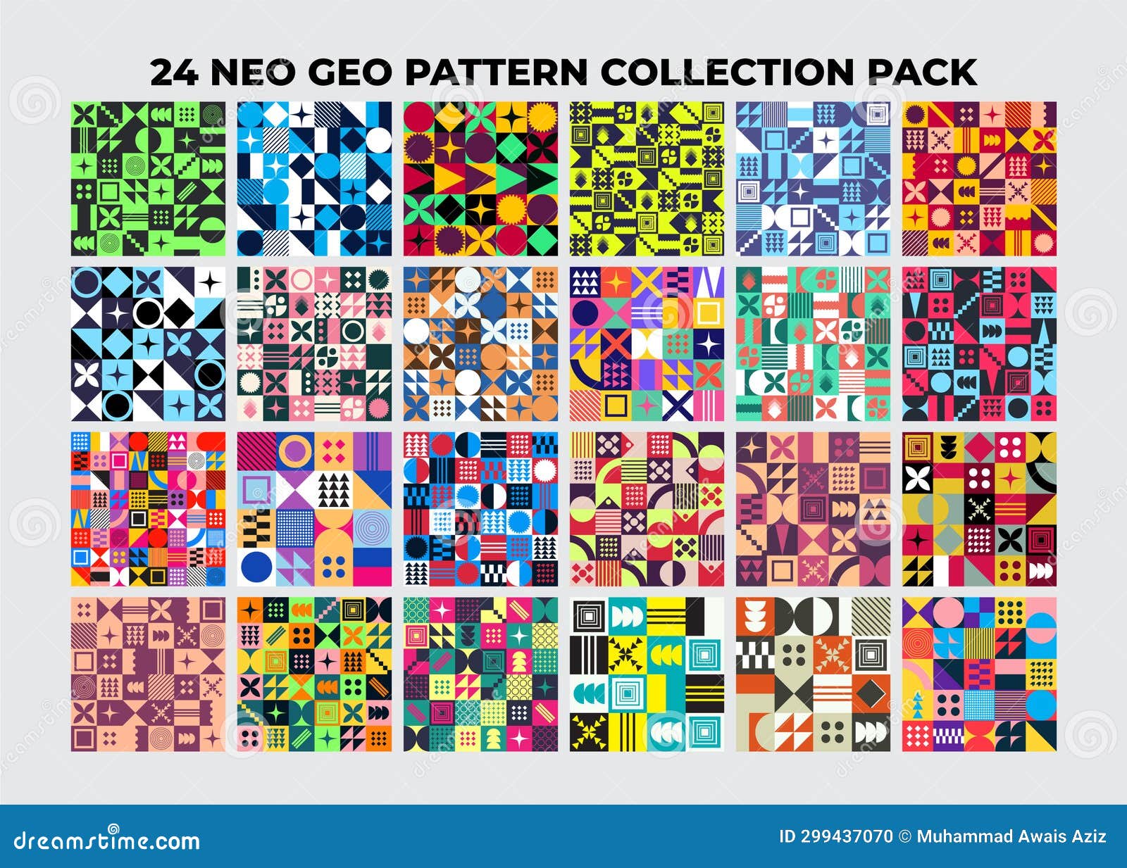 Collection Pack of Neo Geo Pattern Vector Design Template Stock ...