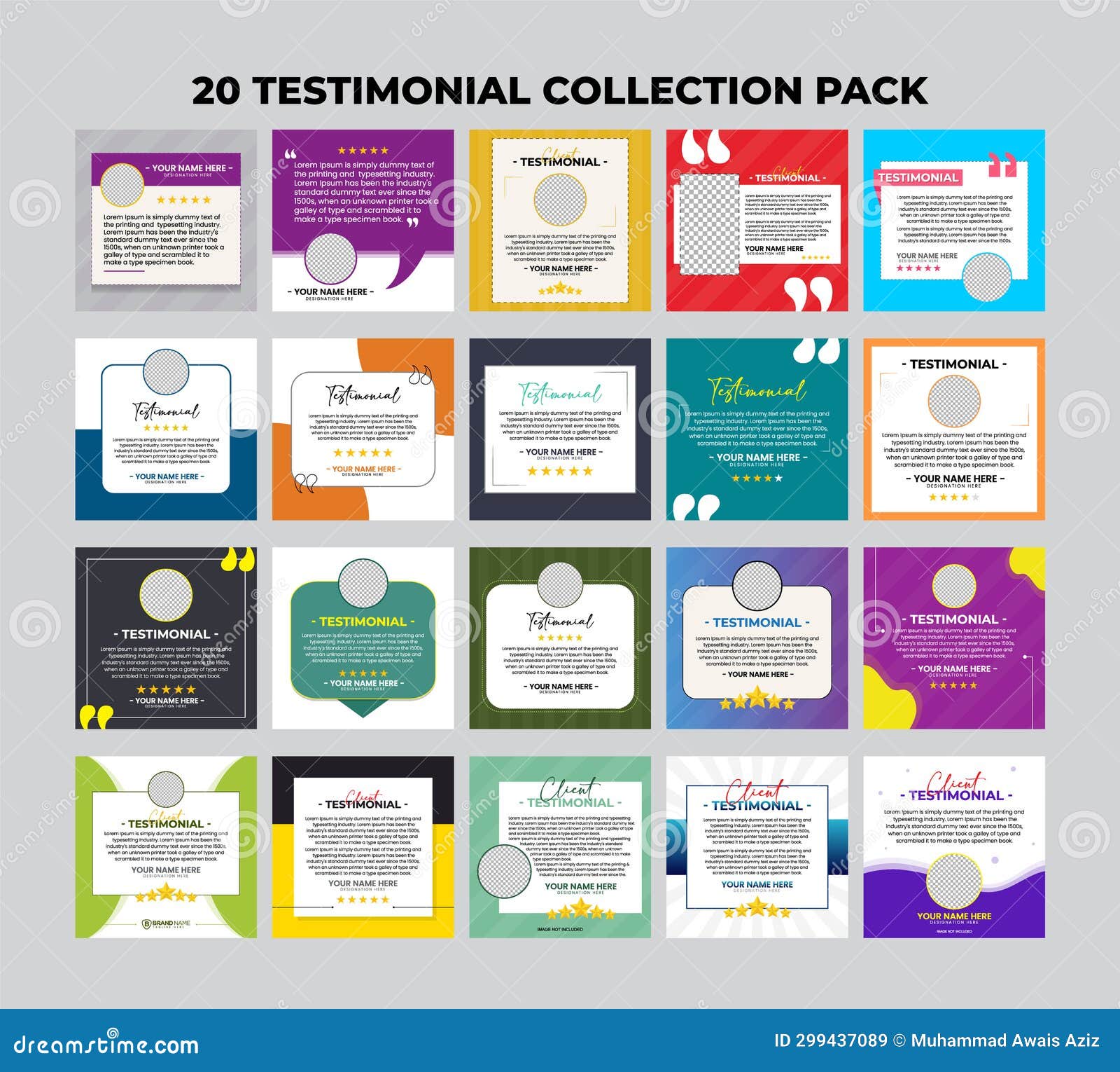 Collection Pack of Testimonial or Client Review Vector Design Template ...