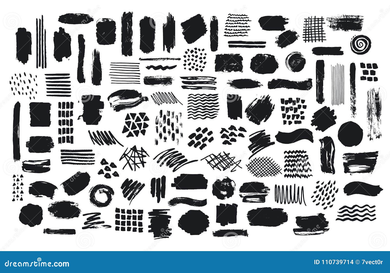 Collection of Paint Brush Marker Ink Stokes Textures Stock Vector ...