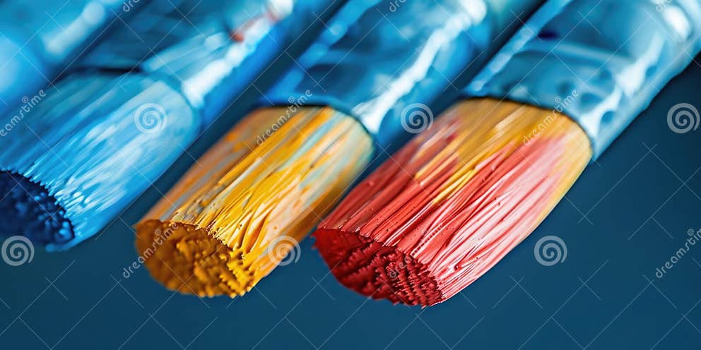 A Collection of Paint Brushes Arranged Side by Side on a Surface Stock ...
