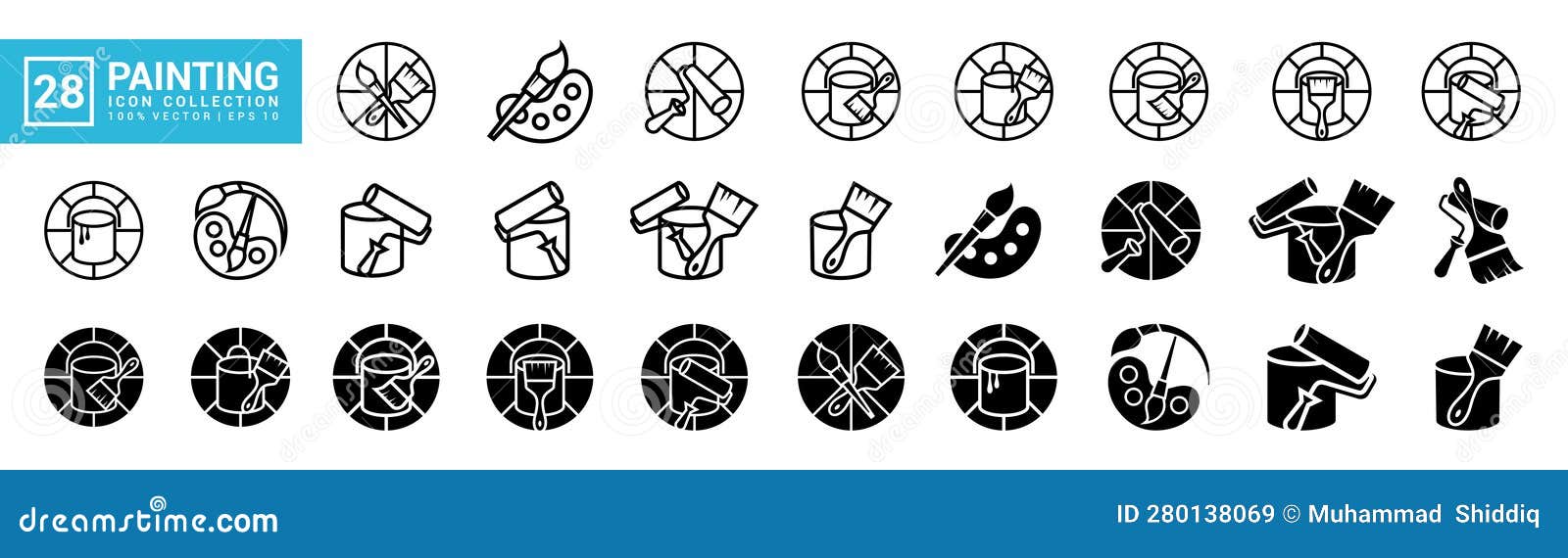 Collection of Painting Related Icons, Various Painting Tools, Paint ...
