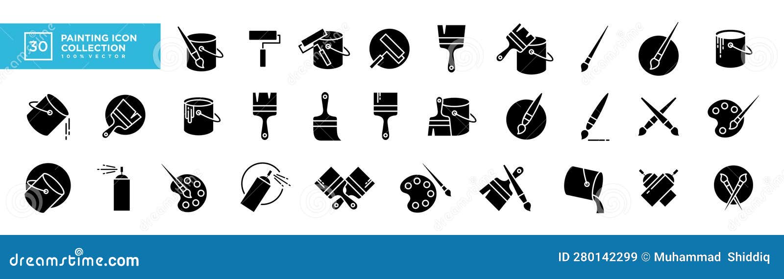 Collection of Painting Related Icons, Various Painting Tools, Paint ...