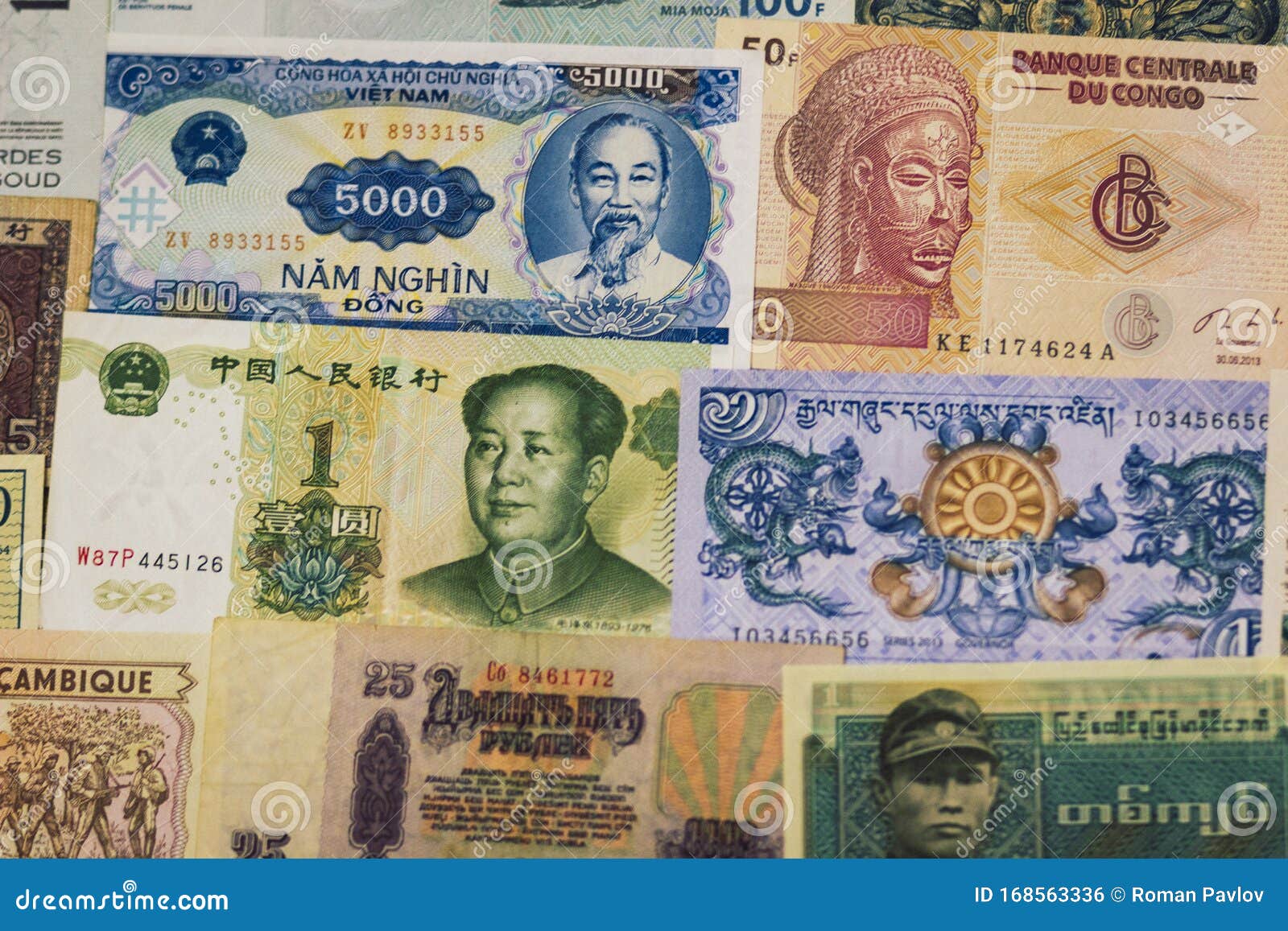 Paper Banknotes from Different Countries of the World Stock Photo ...