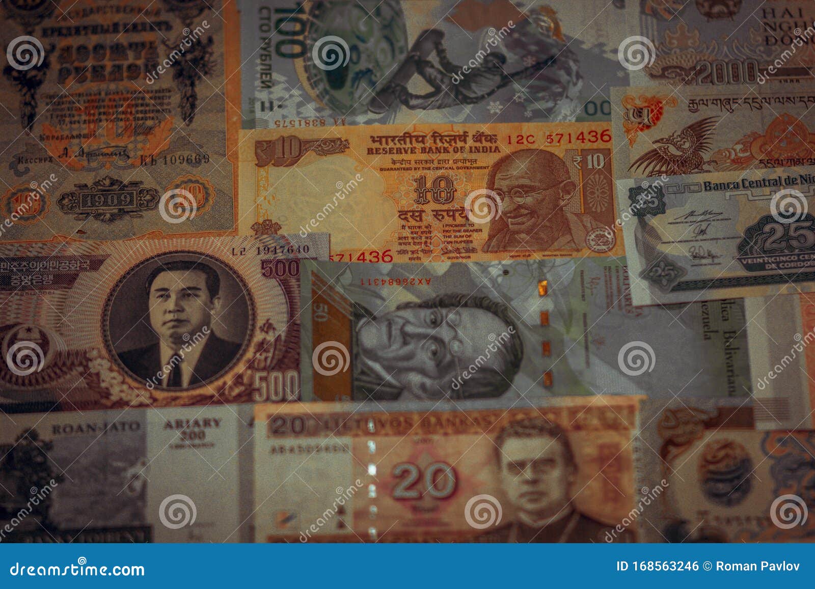 Paper Banknotes from Different Countries of the World Stock Photo ...