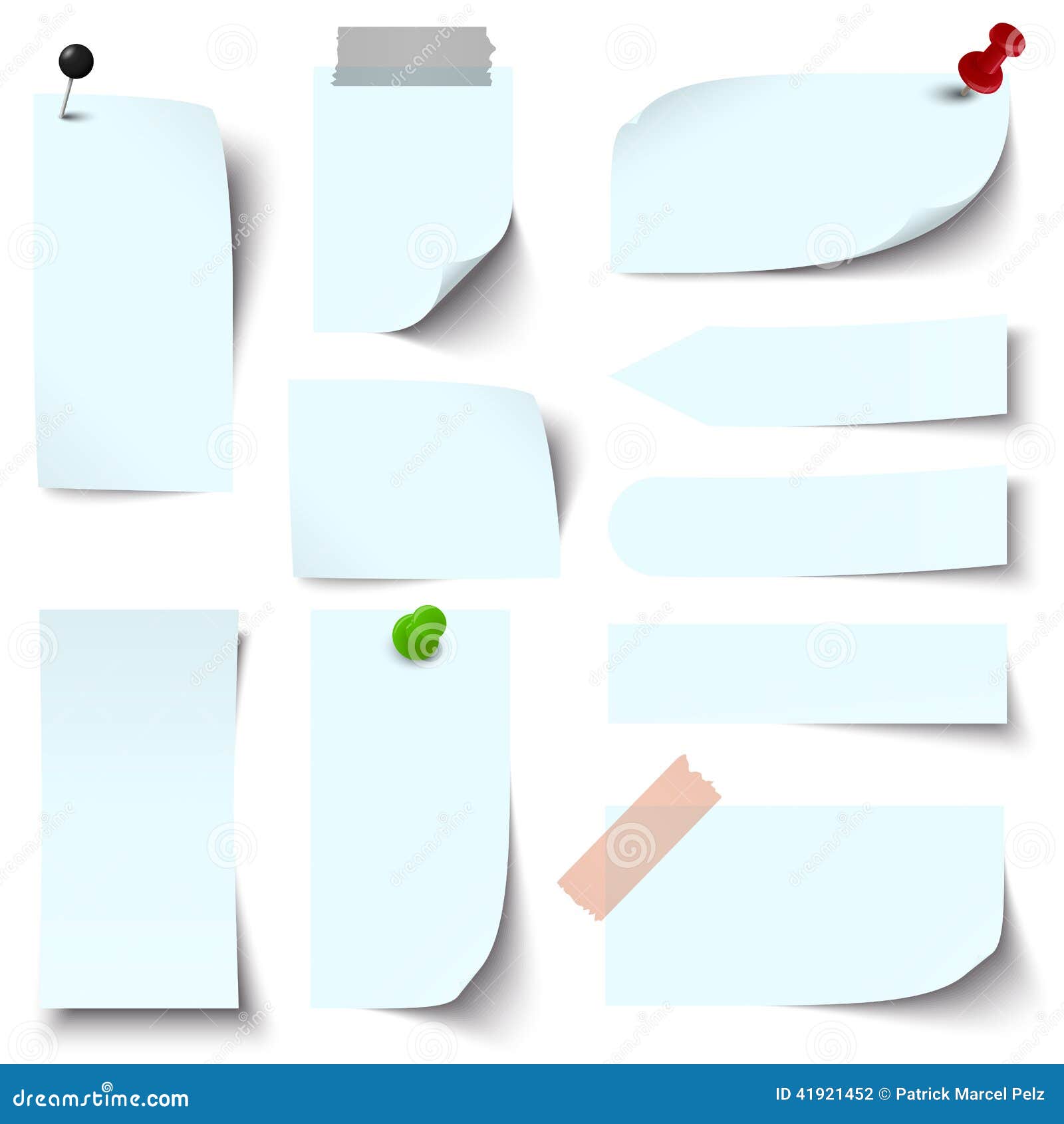 Collection of Paper Notes Light Blue Stock Vector - Illustration of ...