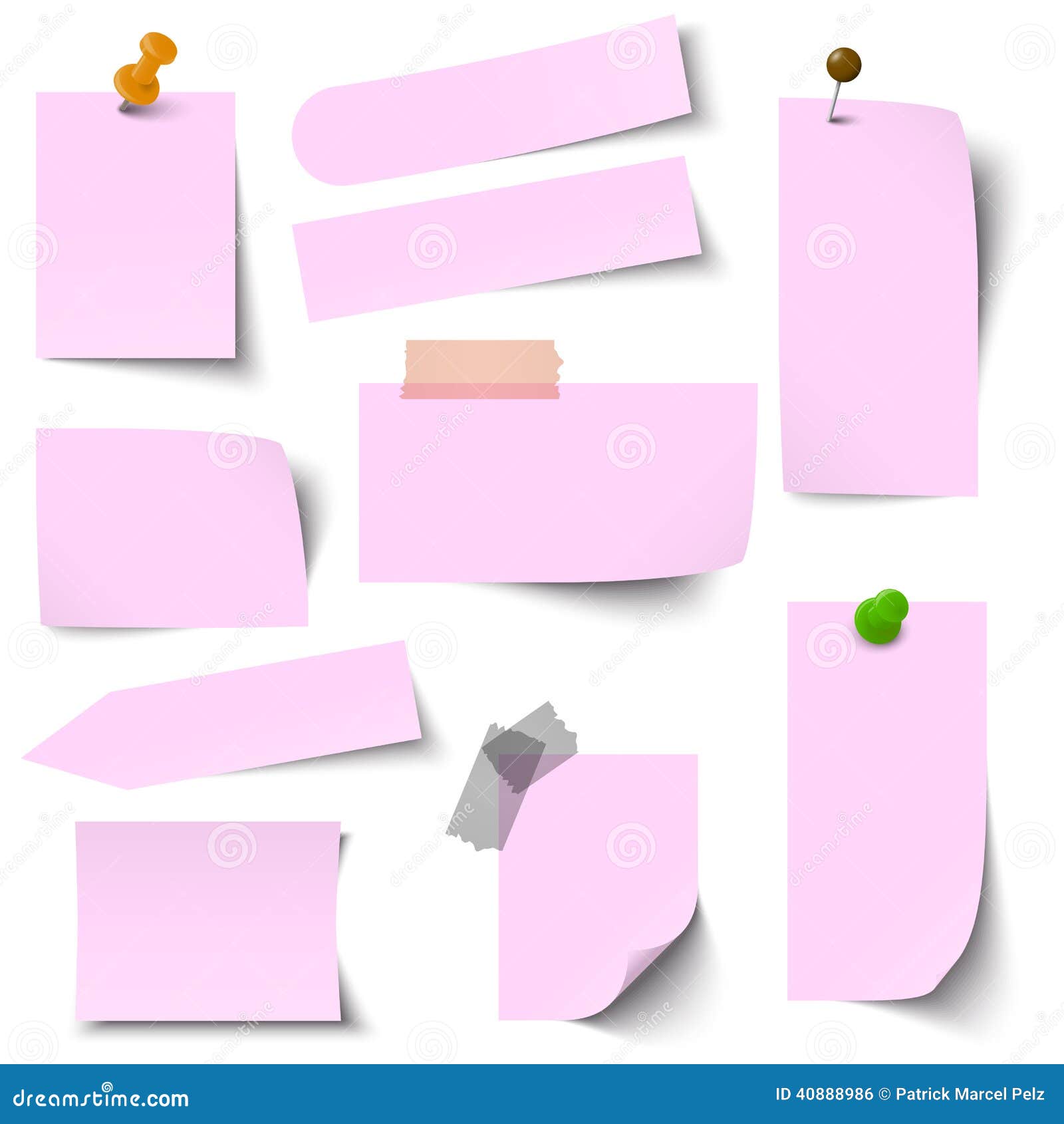 Collection of Paper Notes Pink Stock Vector - Illustration of ...