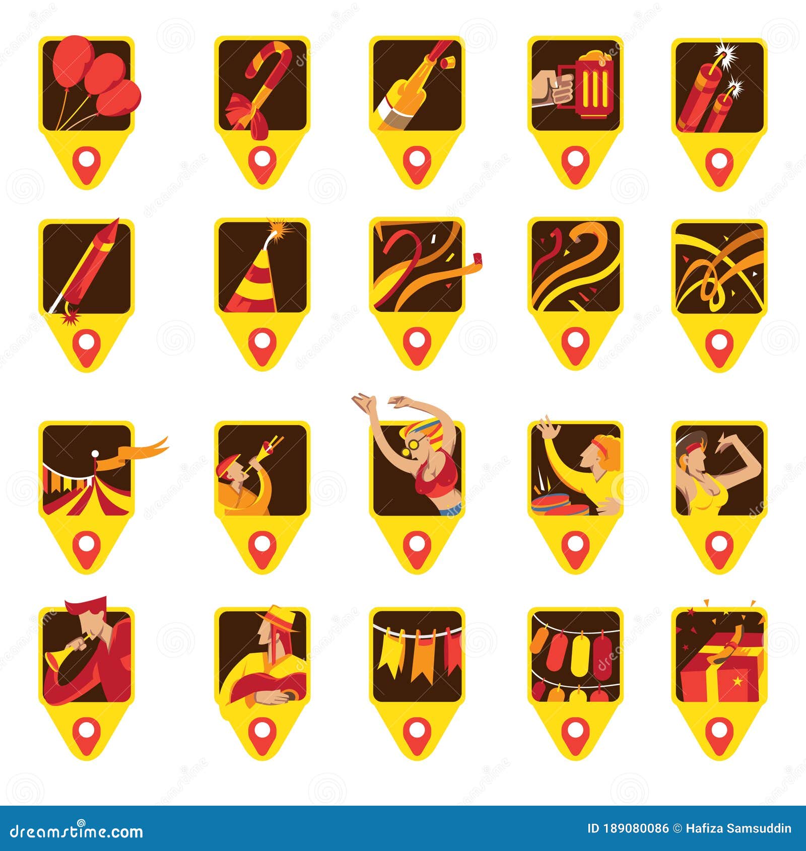 Collection of Party Buttons. Vector Illustration Decorative Design ...