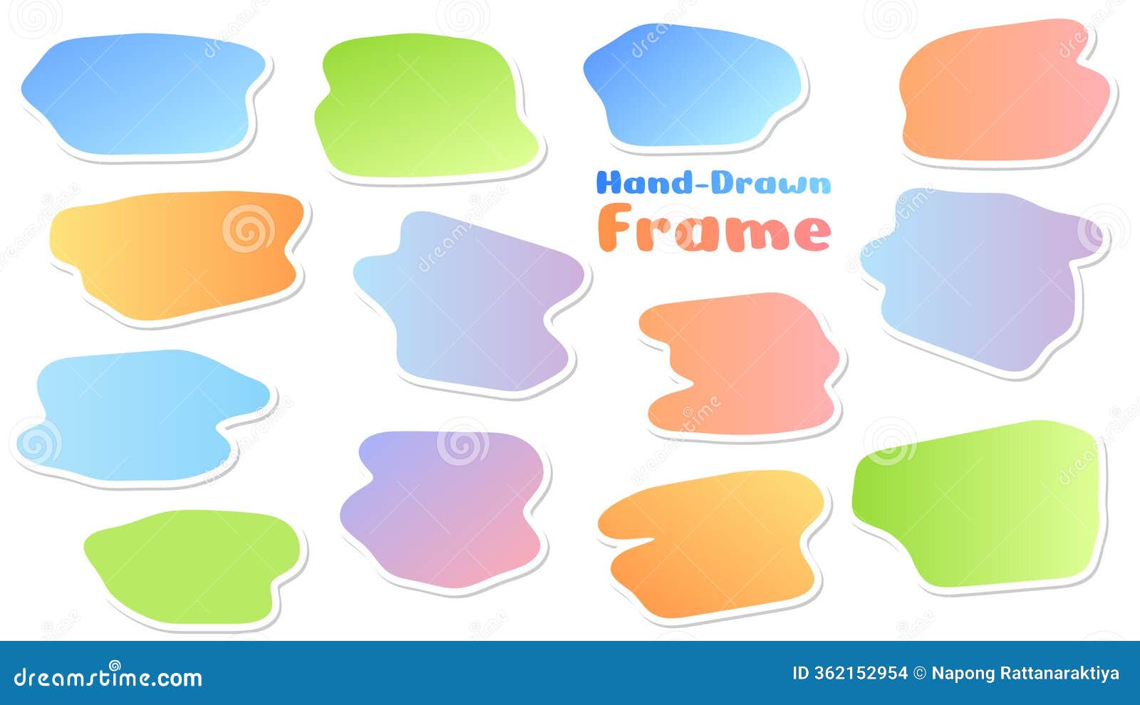 Collection of Pastel-colored Hand-drawn Shape Frames, Suitable for Text ...