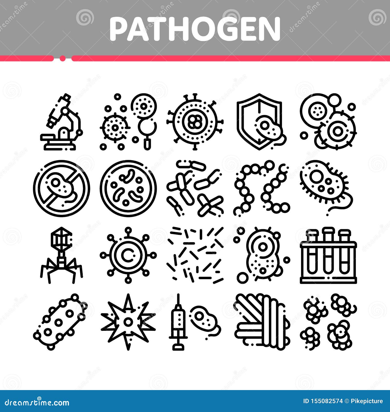 Collection Pathogen Elements Vector Sign Icons Set Stock Vector ...