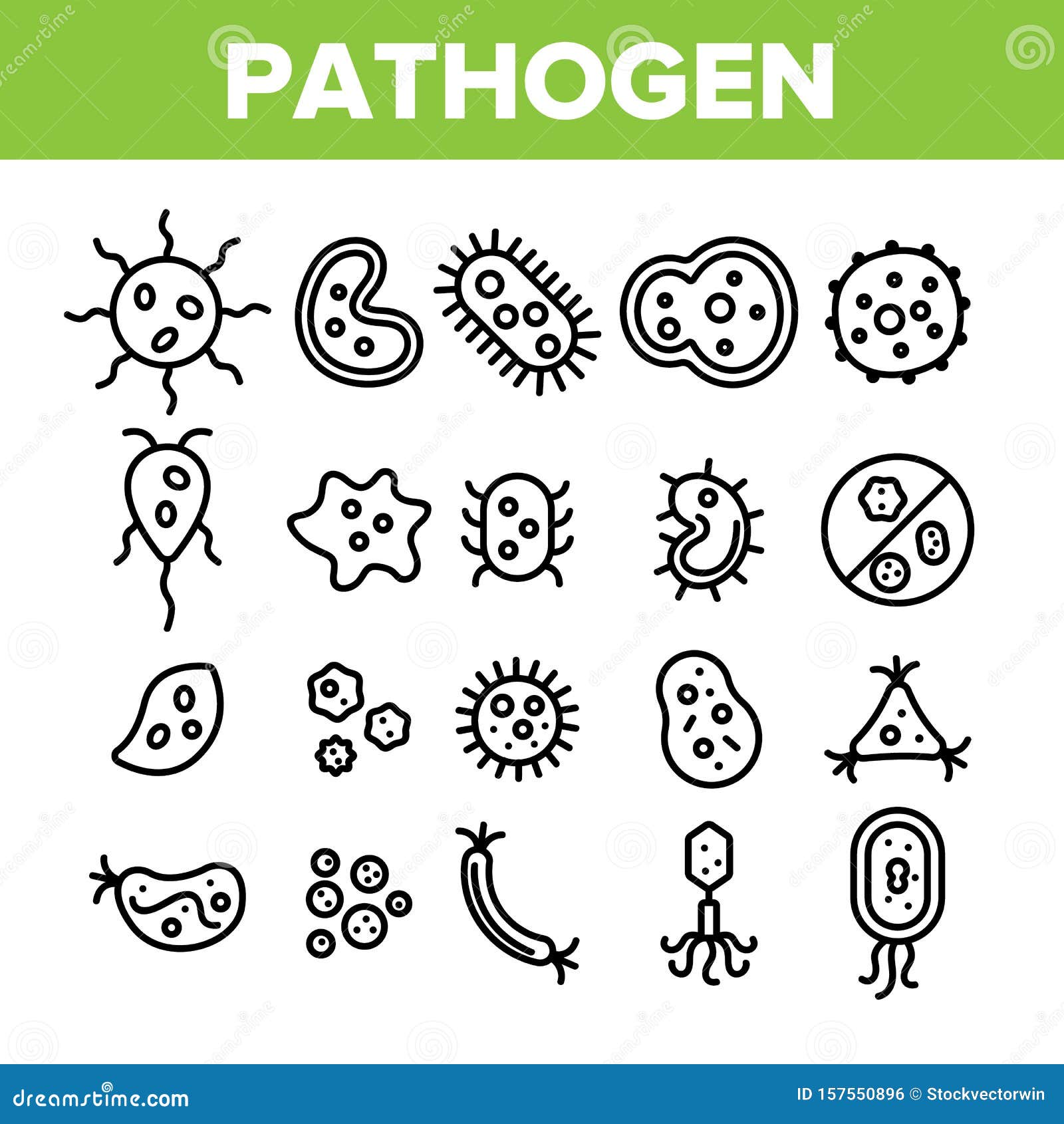 Collection Pathogen Elements Vector Sign Icons Set Stock Vector ...