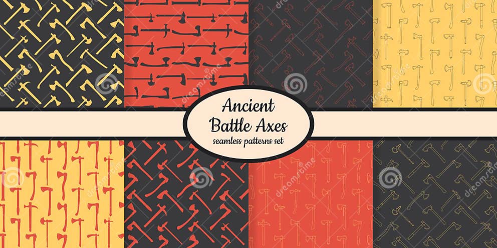 Collection of Patterns with Ancient Battle Axes Stock Vector ...