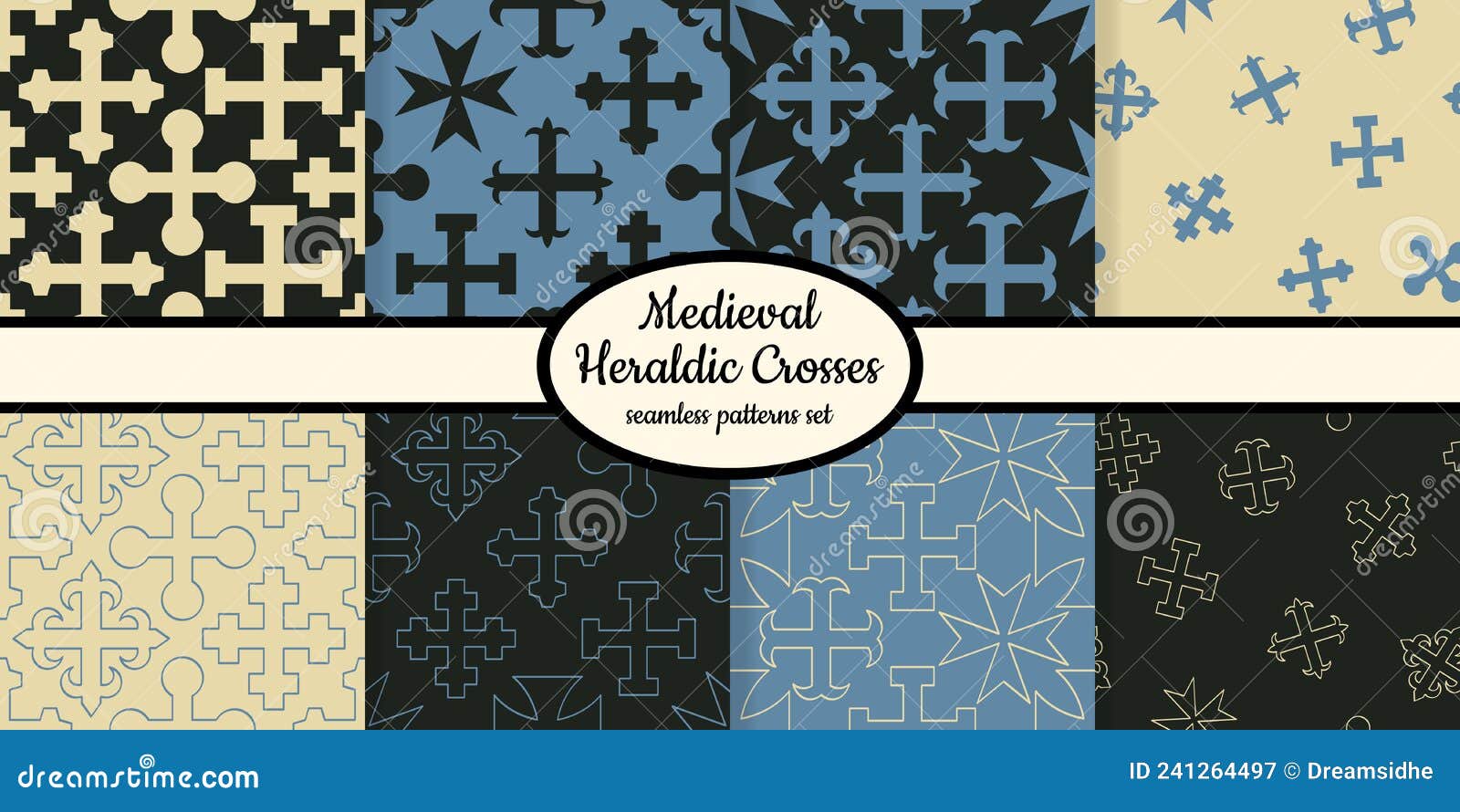 Collection of Patterns with Medieval Heraldic Crosses Stock Vector ...