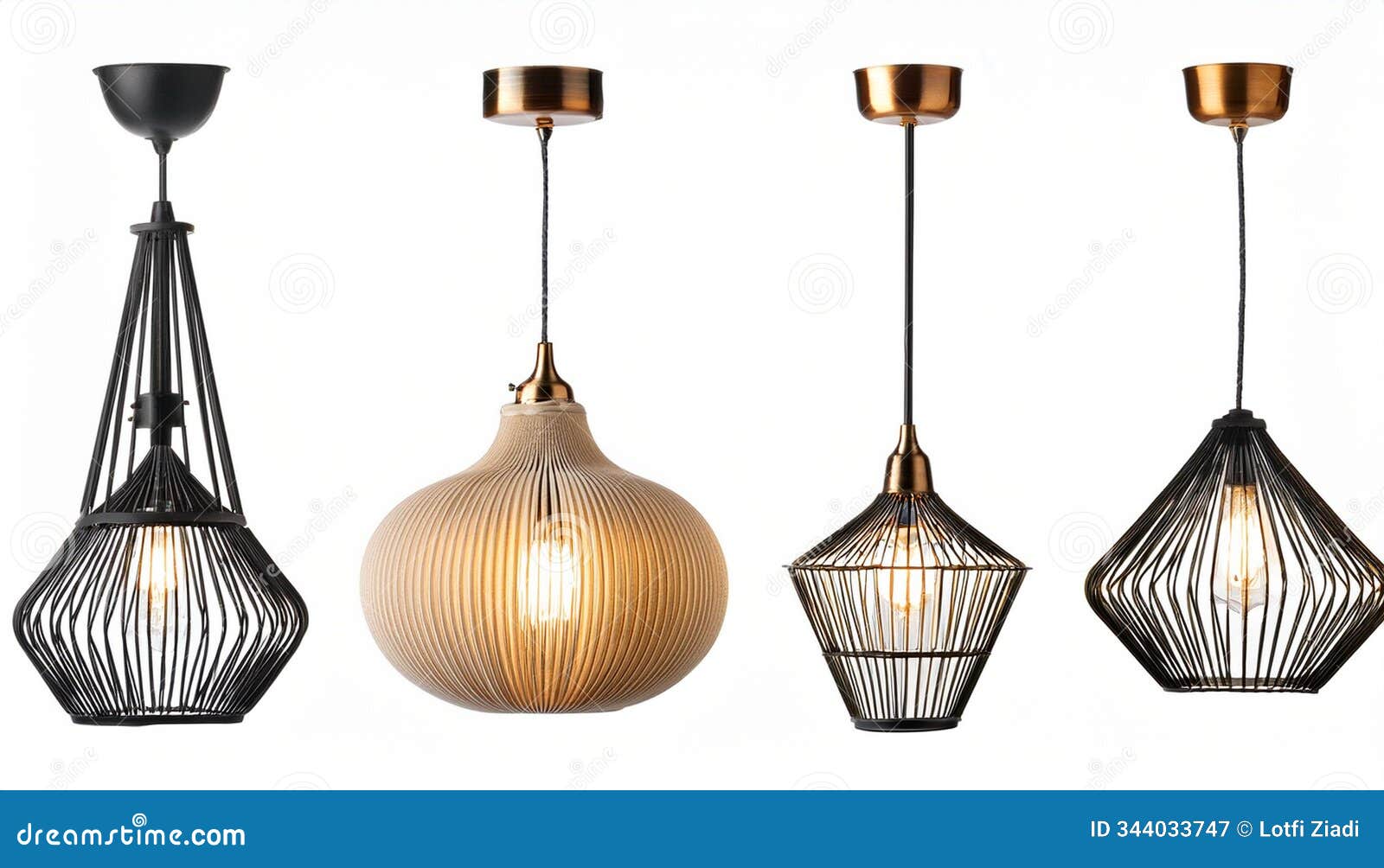 Collection of Pendant Light Front View Full Length Isolate on White ...