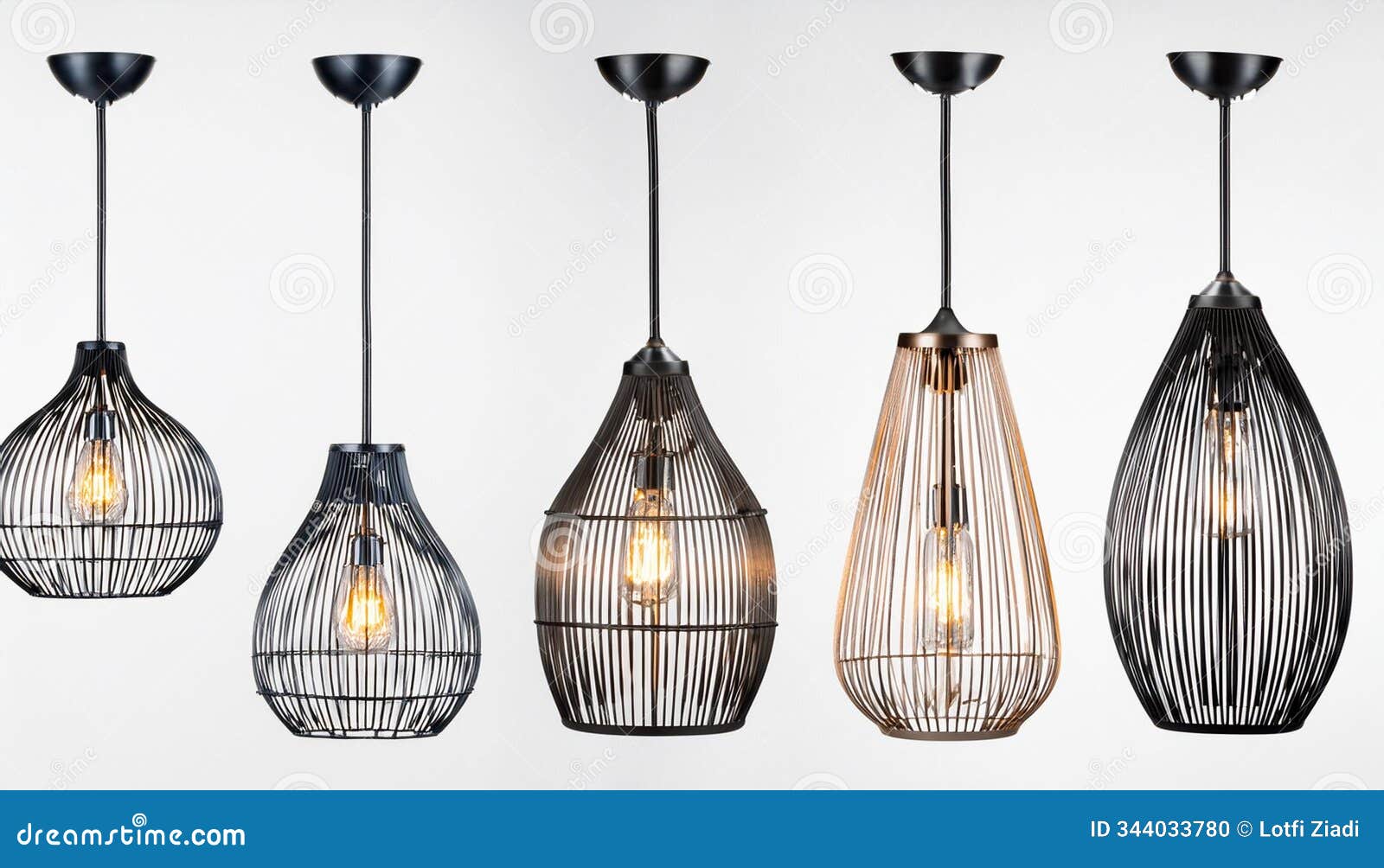 Collection of Pendant Light Front View Full Length Isolate on White ...