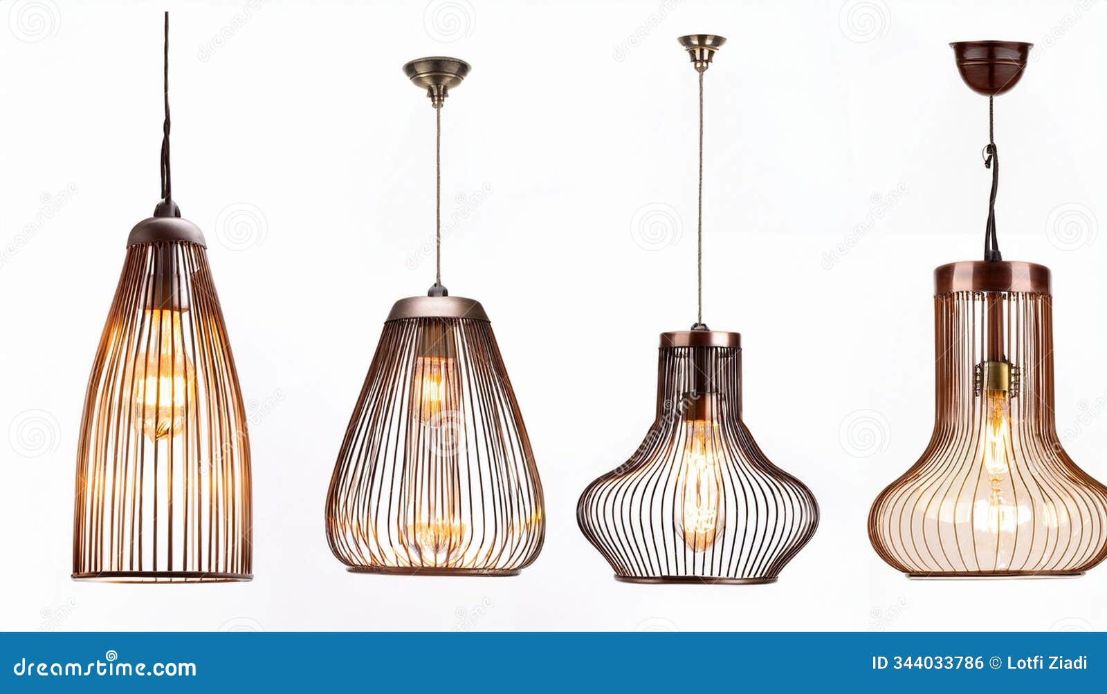 Collection of Pendant Light Front View Full Length Isolate on White ...