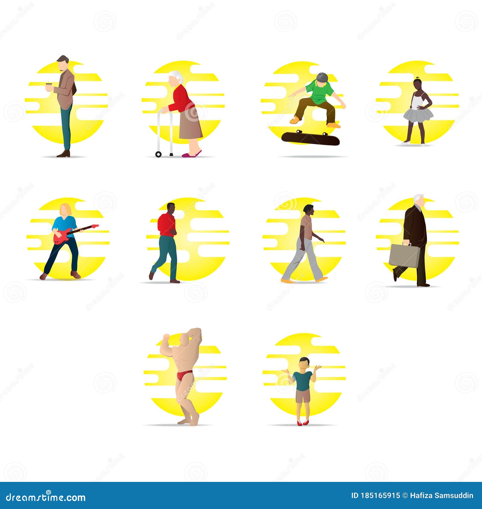 Collection of People and Activities. Vector Illustration Decorative ...