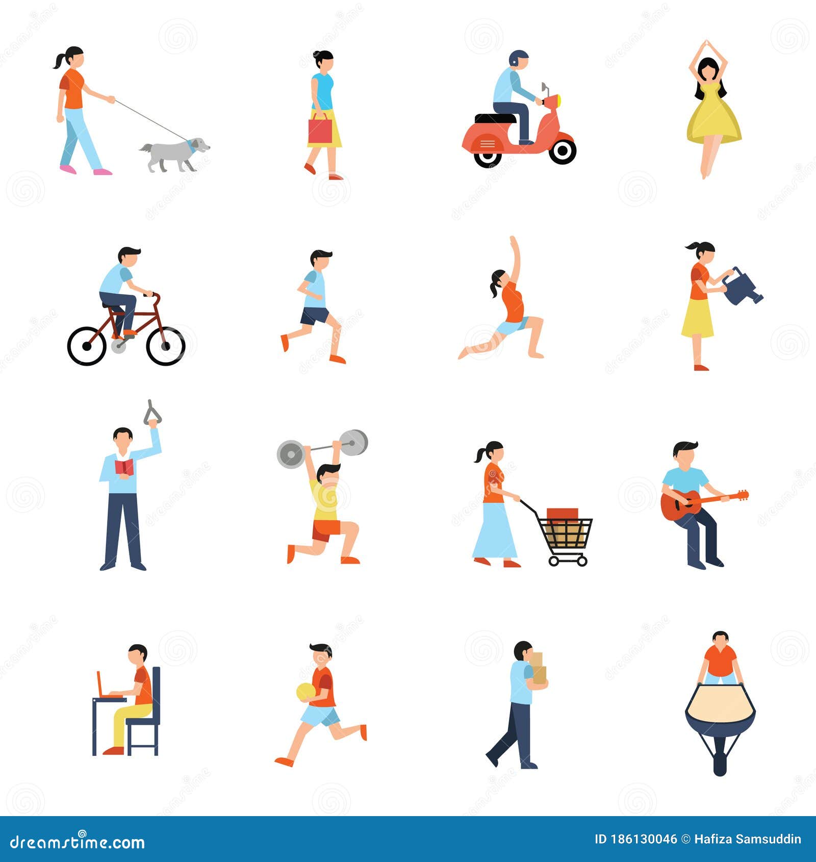 Collection of People and Activities. Vector Illustration Decorative ...