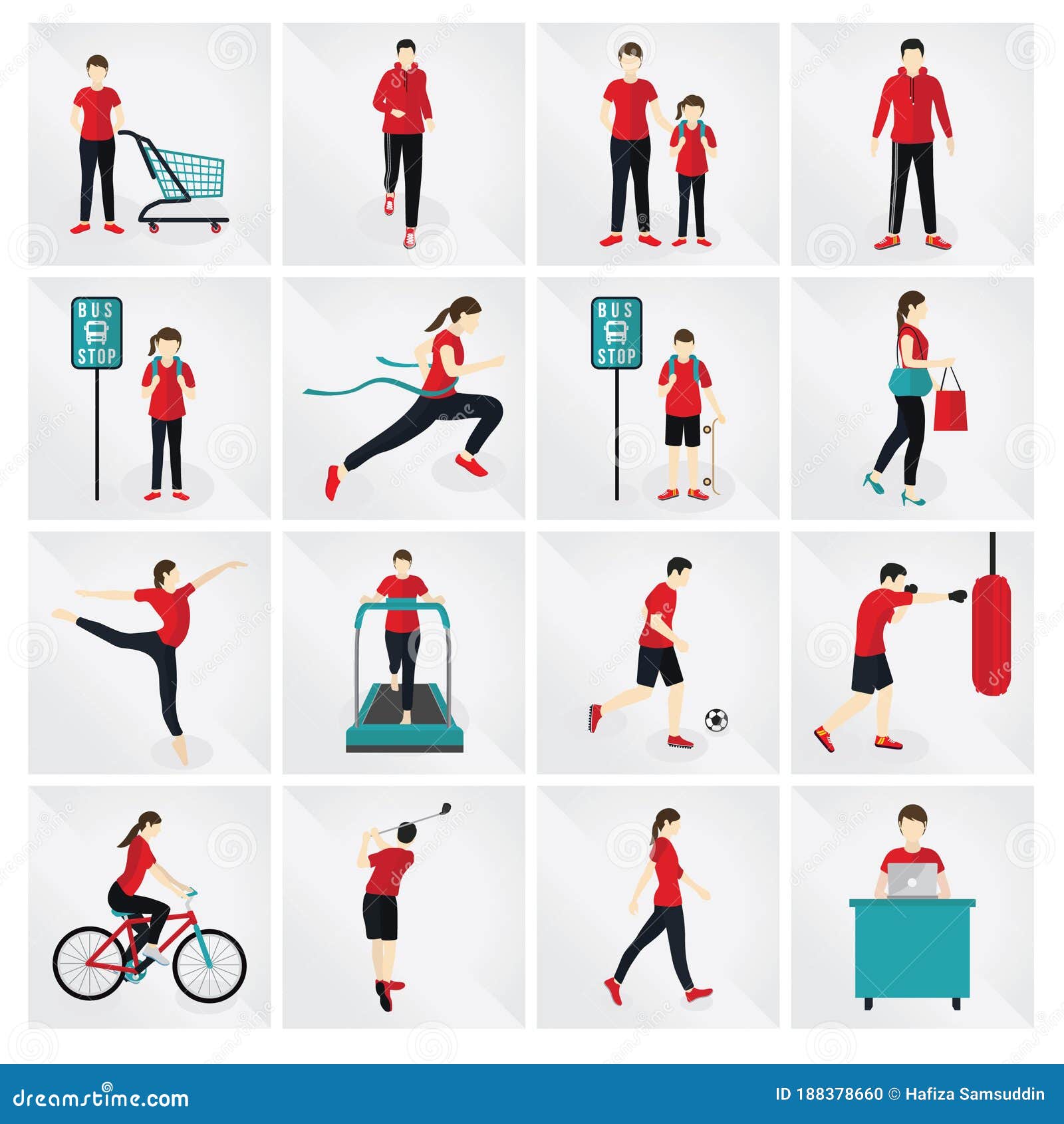 Collection of People and Activities. Vector Illustration Decorative ...