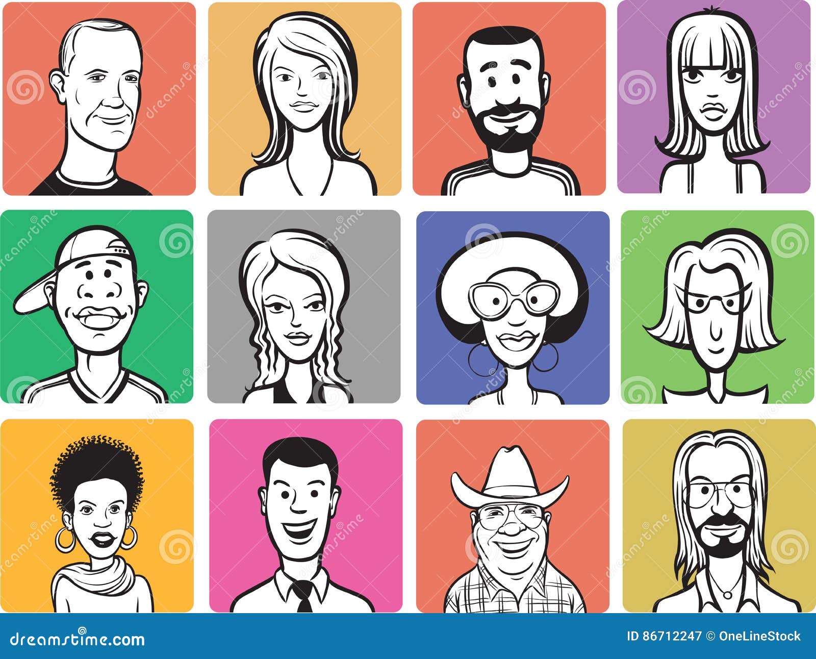 Collection of People Cartoon Faces Stock Vector - Illustration of humor ...