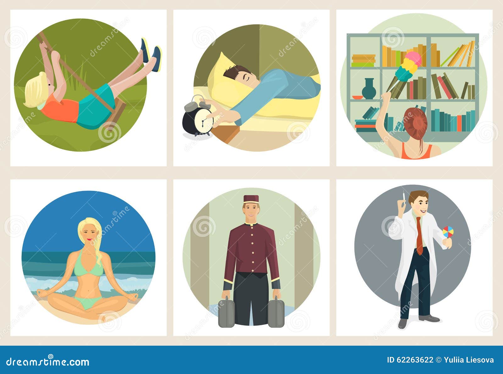 Collection of People in Different Situations in Flat Design Stock ...