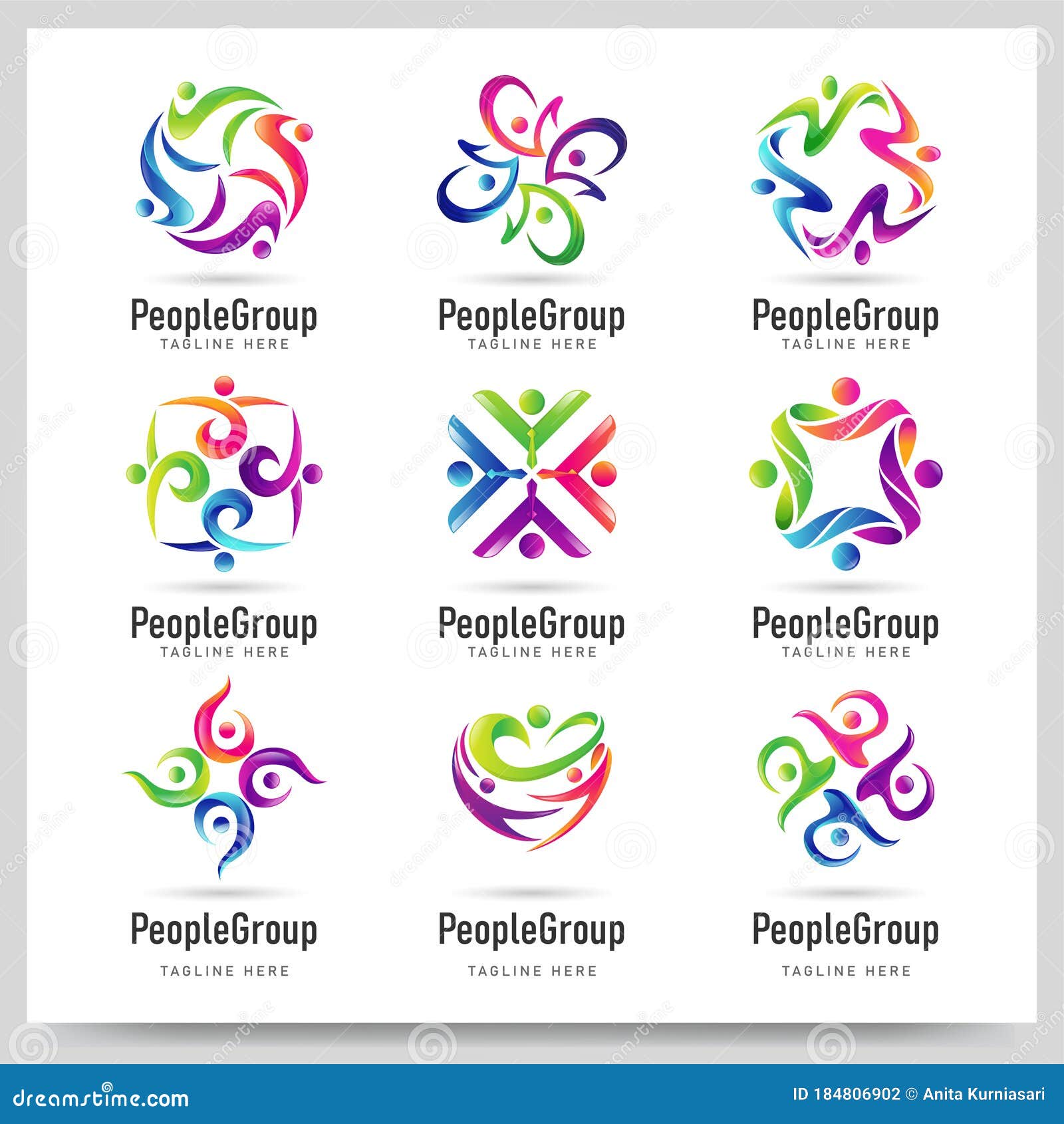 Collection of People Group Logo Design. Graphic Design Element Stock ...