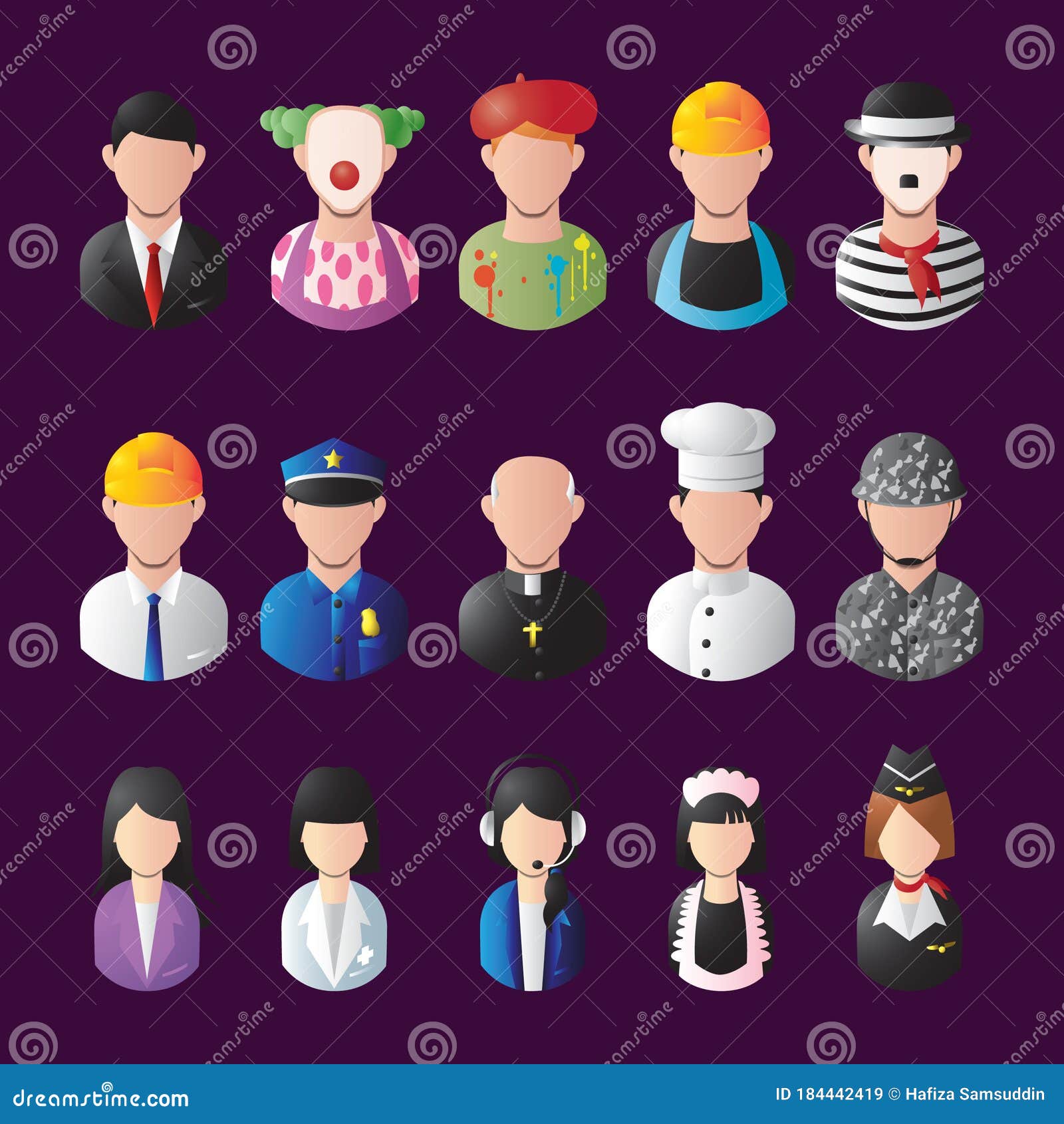 Collection of People and Occupation. Vector Illustration Decorative ...