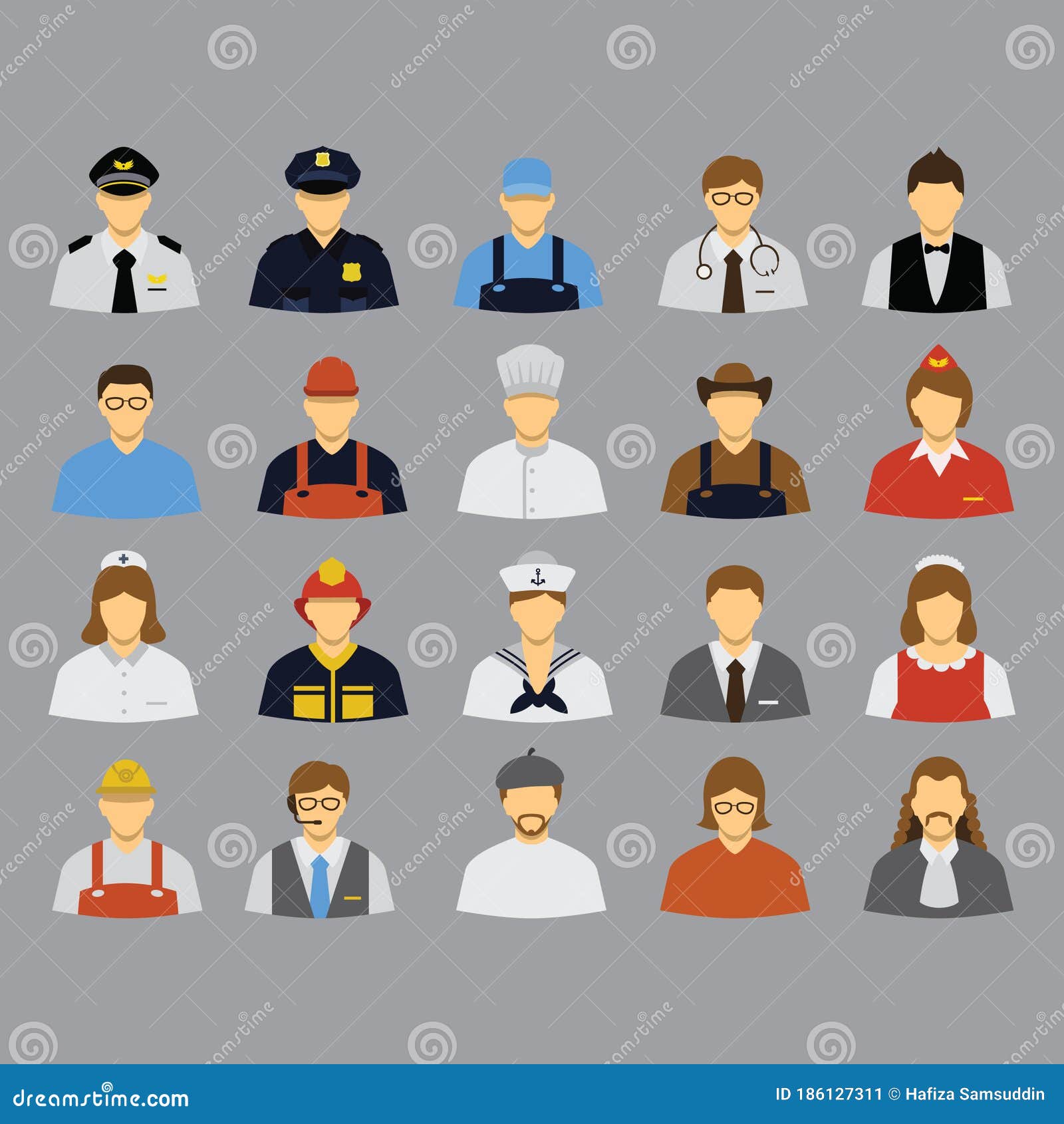 Collection of People and Occupation. Vector Illustration Decorative ...